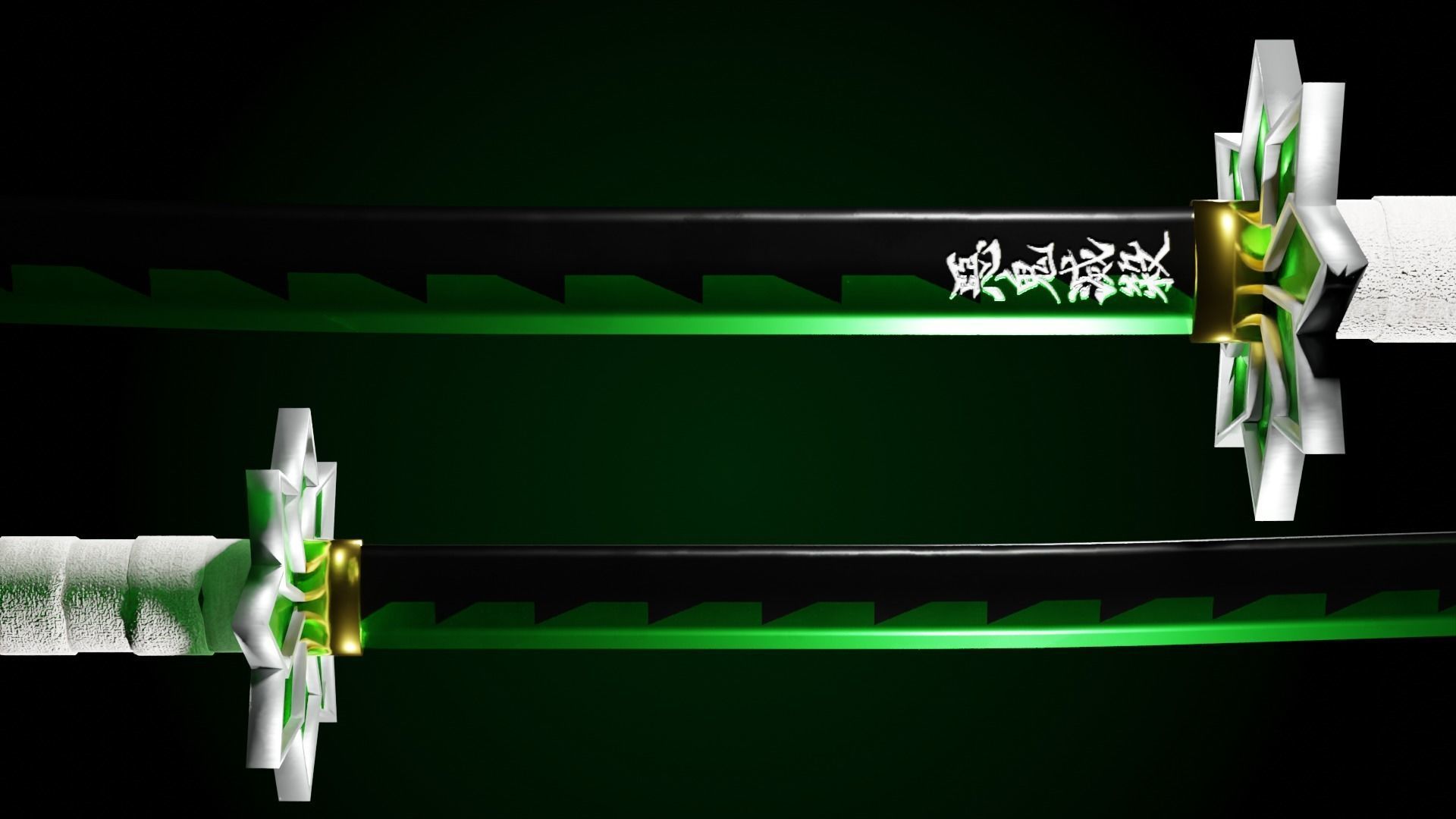 3D model Demon Slayer Sanemi Shinazugawa Green Sword VR / AR / low-poly ...
