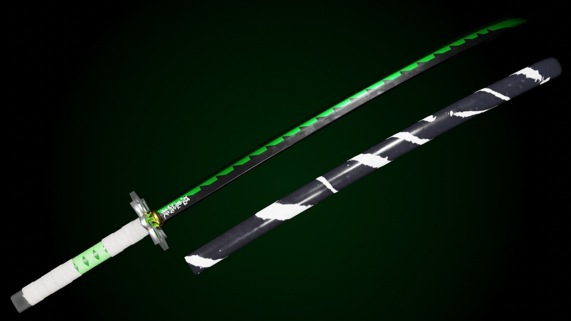 3D model Demon Slayer Sanemi Shinazugawa Green Sword VR / AR / low-poly ...