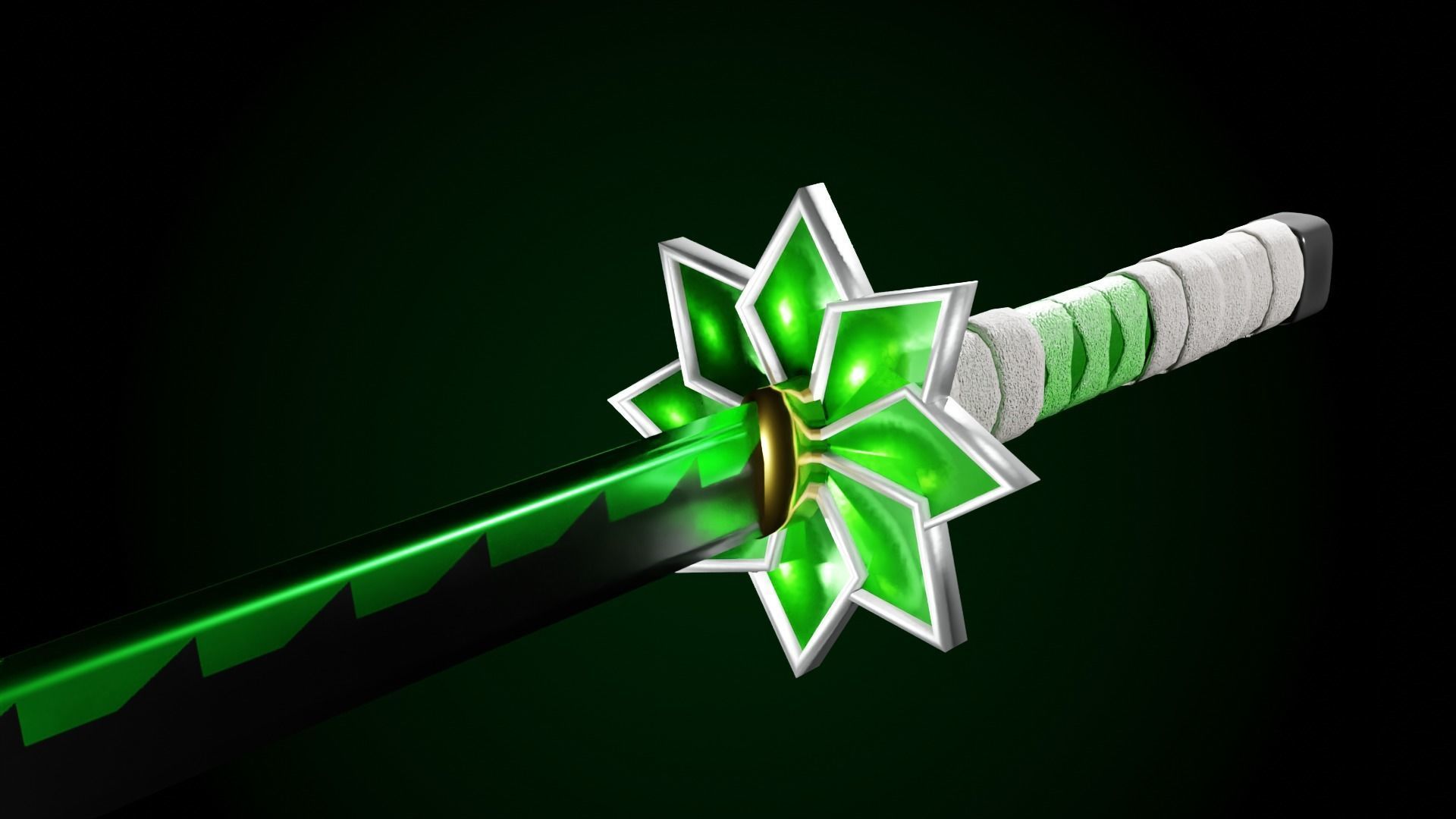 3D model Demon Slayer Sanemi Shinazugawa Green Sword VR / AR / low-poly ...