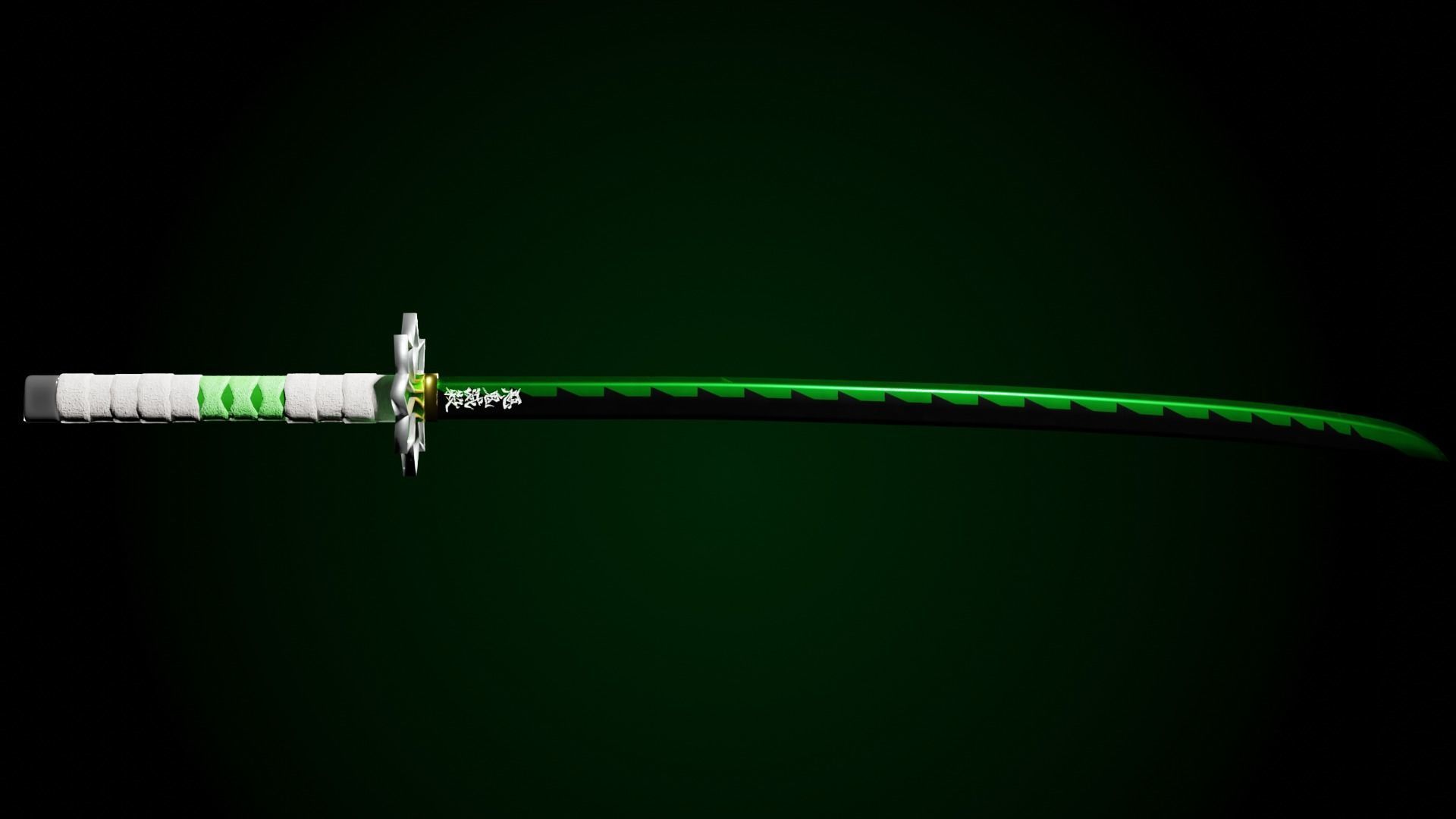 3D model Demon Slayer Sanemi Shinazugawa Green Sword VR / AR / low-poly ...