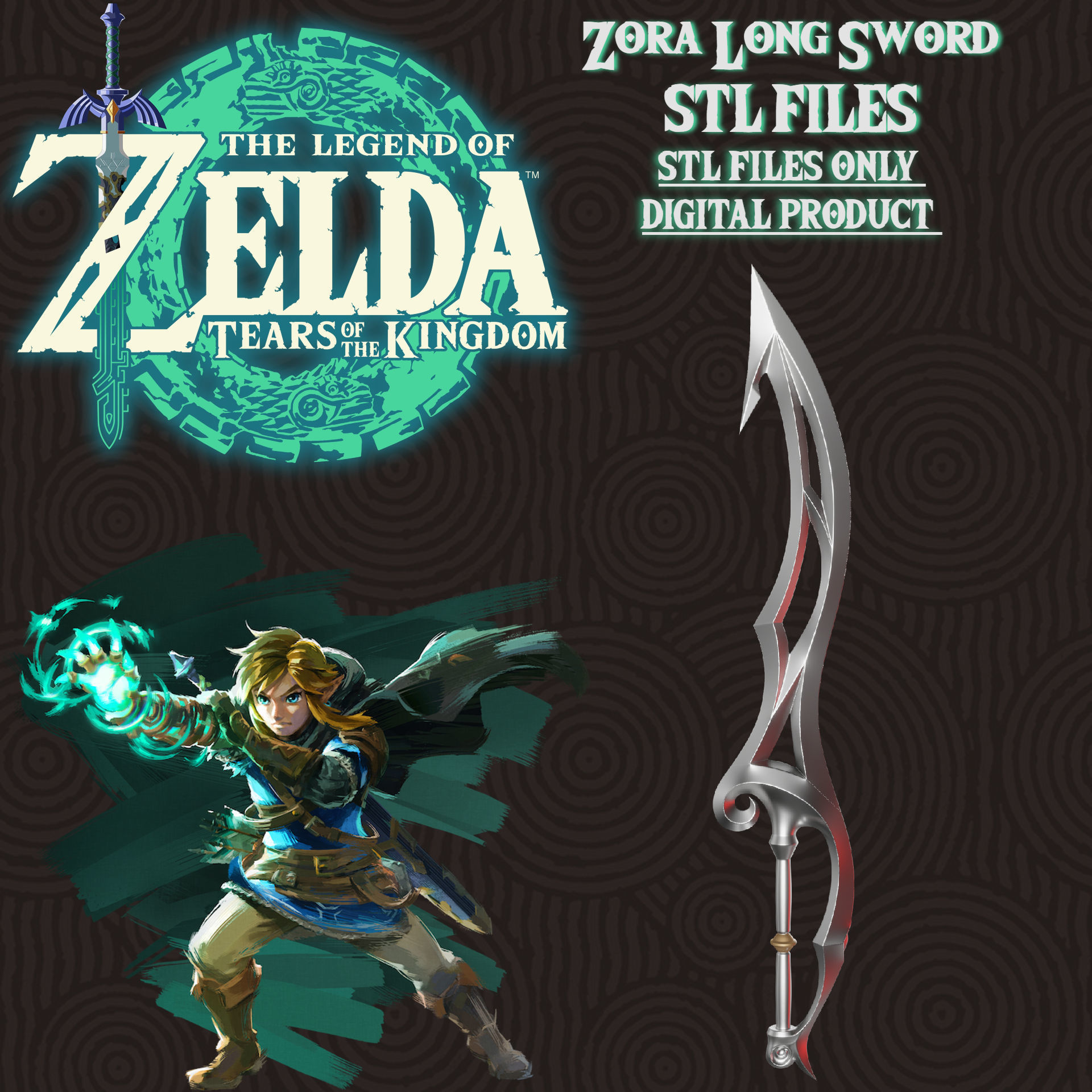 Zora Long Sword Zelda Tears of the Kingdom 3D model 3D printable | CGTrader