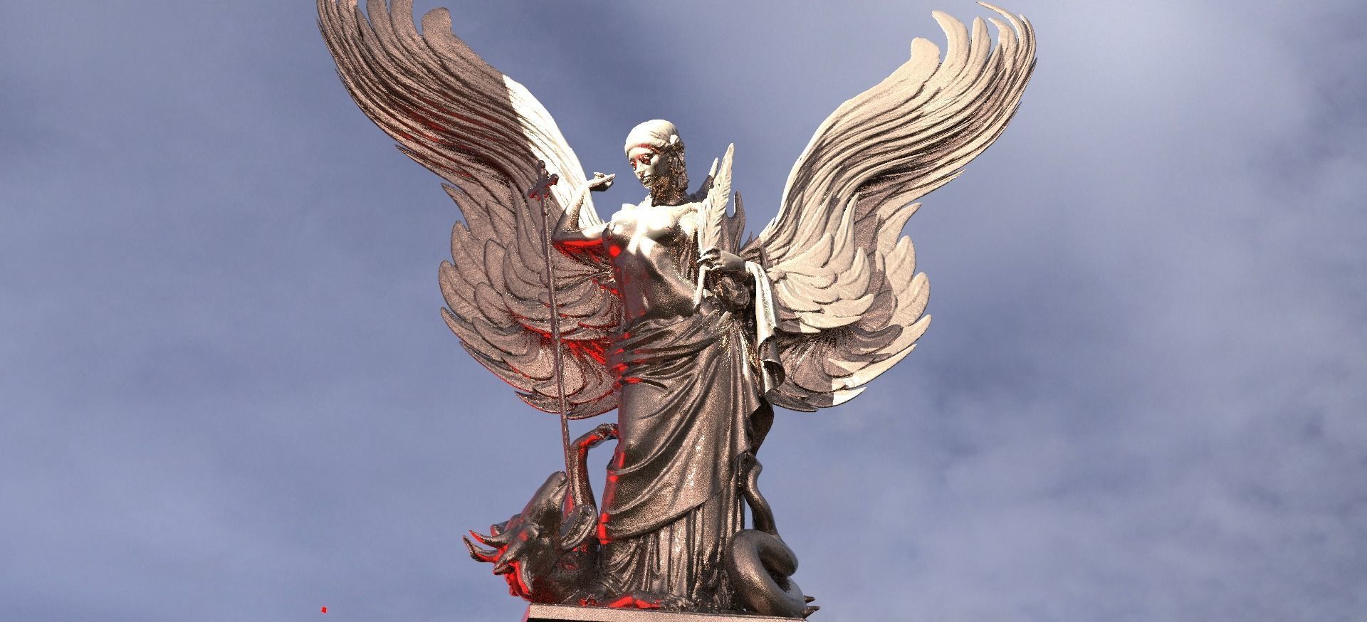 Medieval Angel Dragon slayer statue 3D model | CGTrader