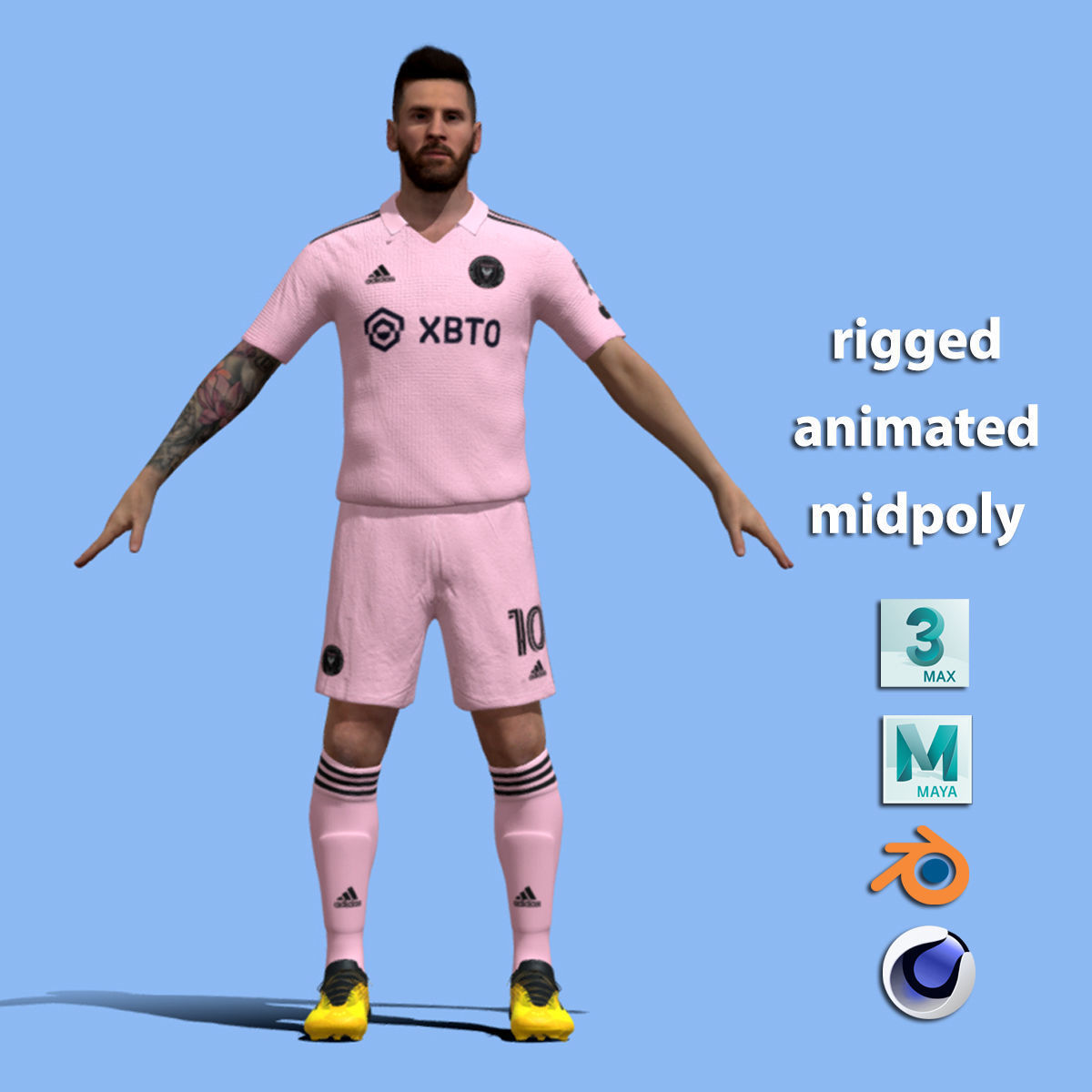 T-Pose Rigged Lionel Messi Miami 3D model animated rigged | CGTrader