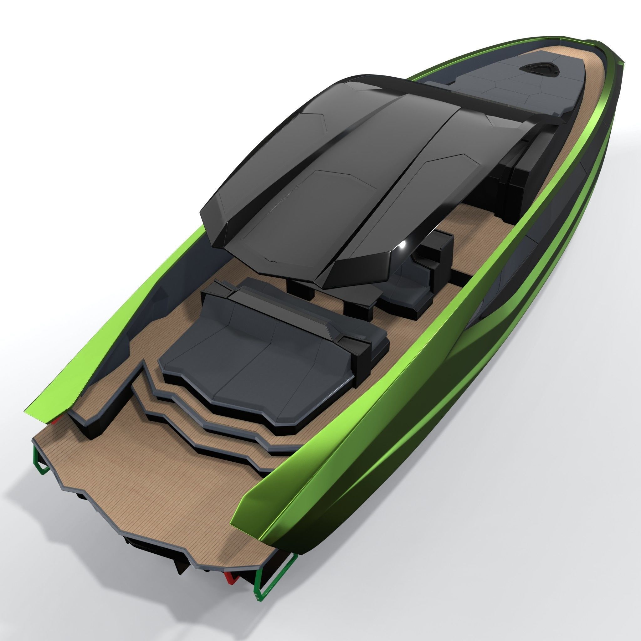 Tecnomar 63 motor yacht speedboat GREEN 3D model | CGTrader