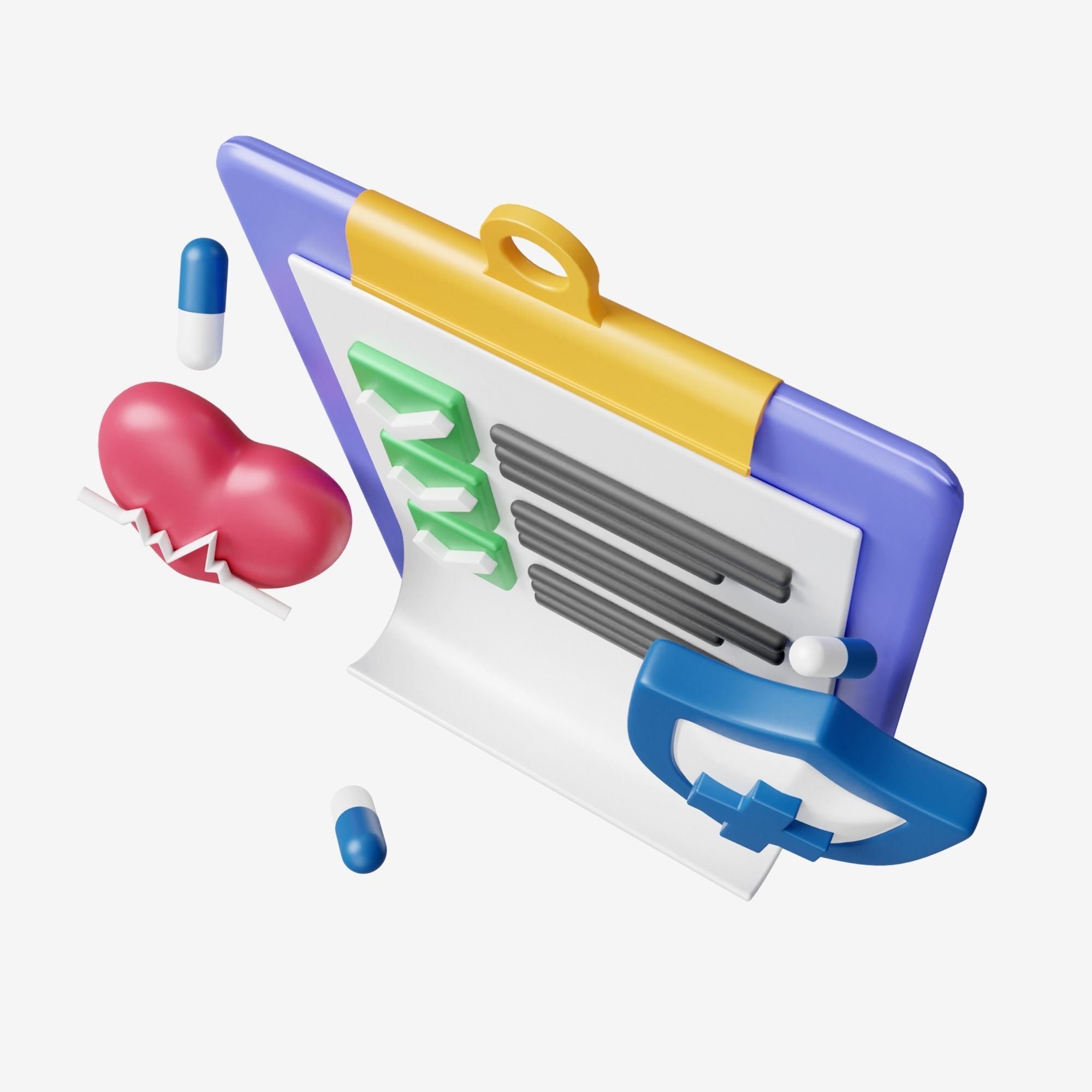 3D model Cartoon Health Insurance 3D Illustration Low Poly VR / AR ...