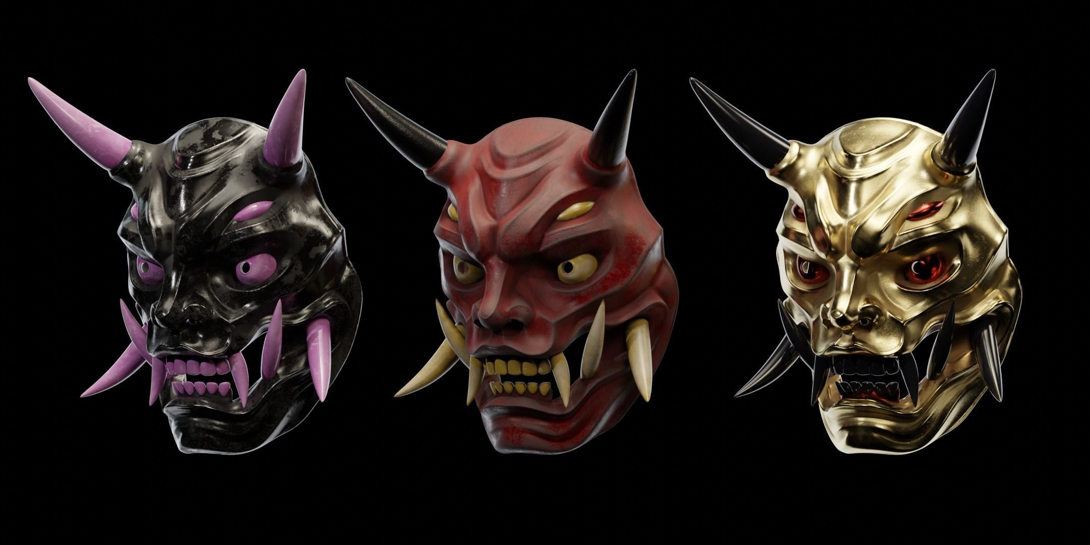 3D model Game ready Oni Mask Model VR / AR / low-poly | CGTrader