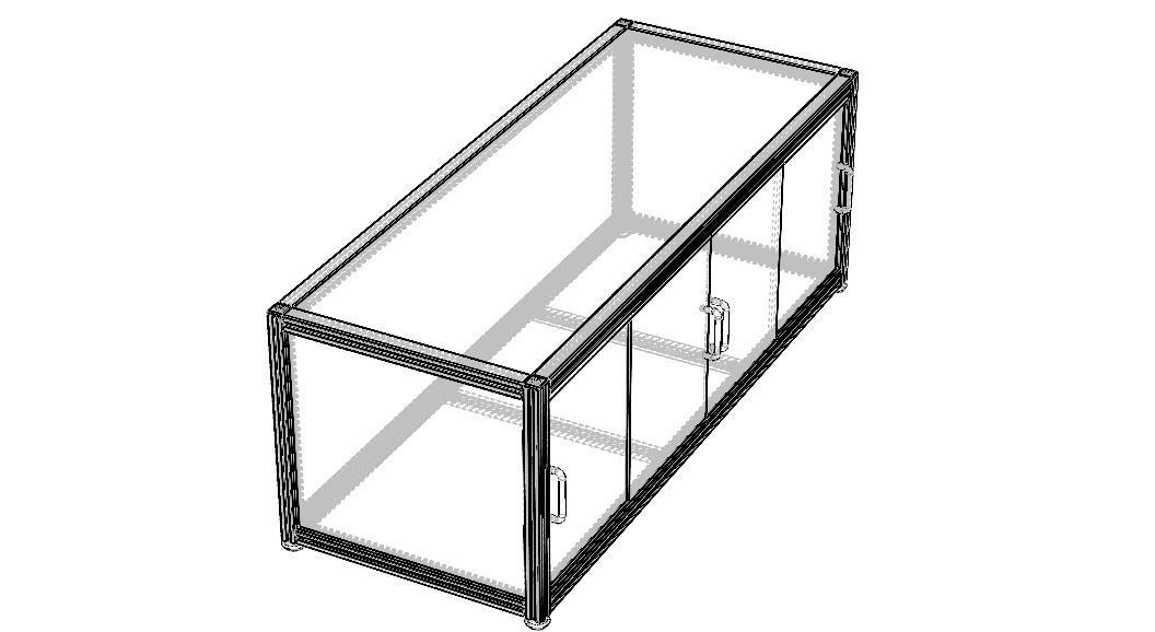 Aluminum Storage Cabinet with Sliding Doors 3D model rigged | CGTrader