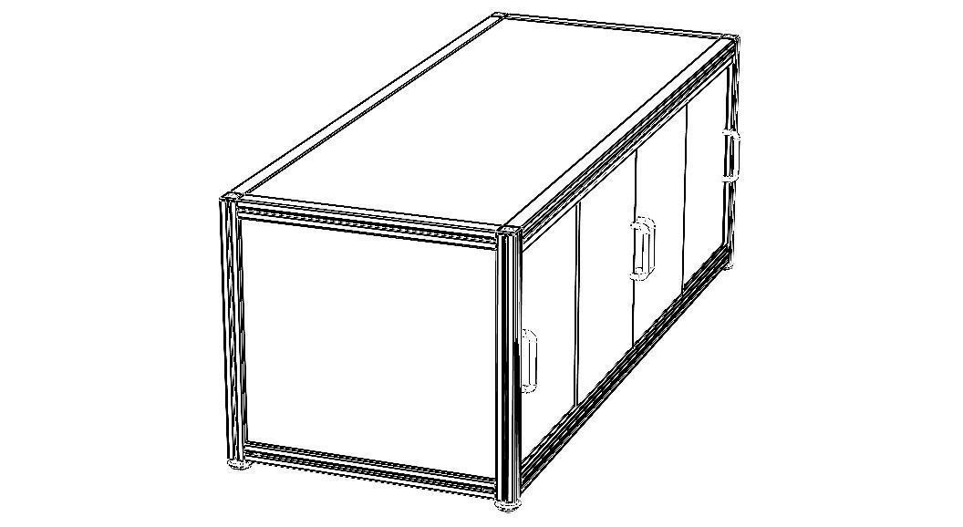 Aluminum Storage Cabinet with Sliding Doors 3D model rigged | CGTrader