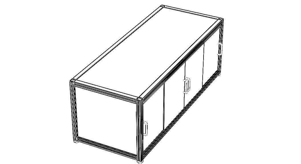 Aluminum Storage Cabinet with Sliding Doors 3D model rigged | CGTrader