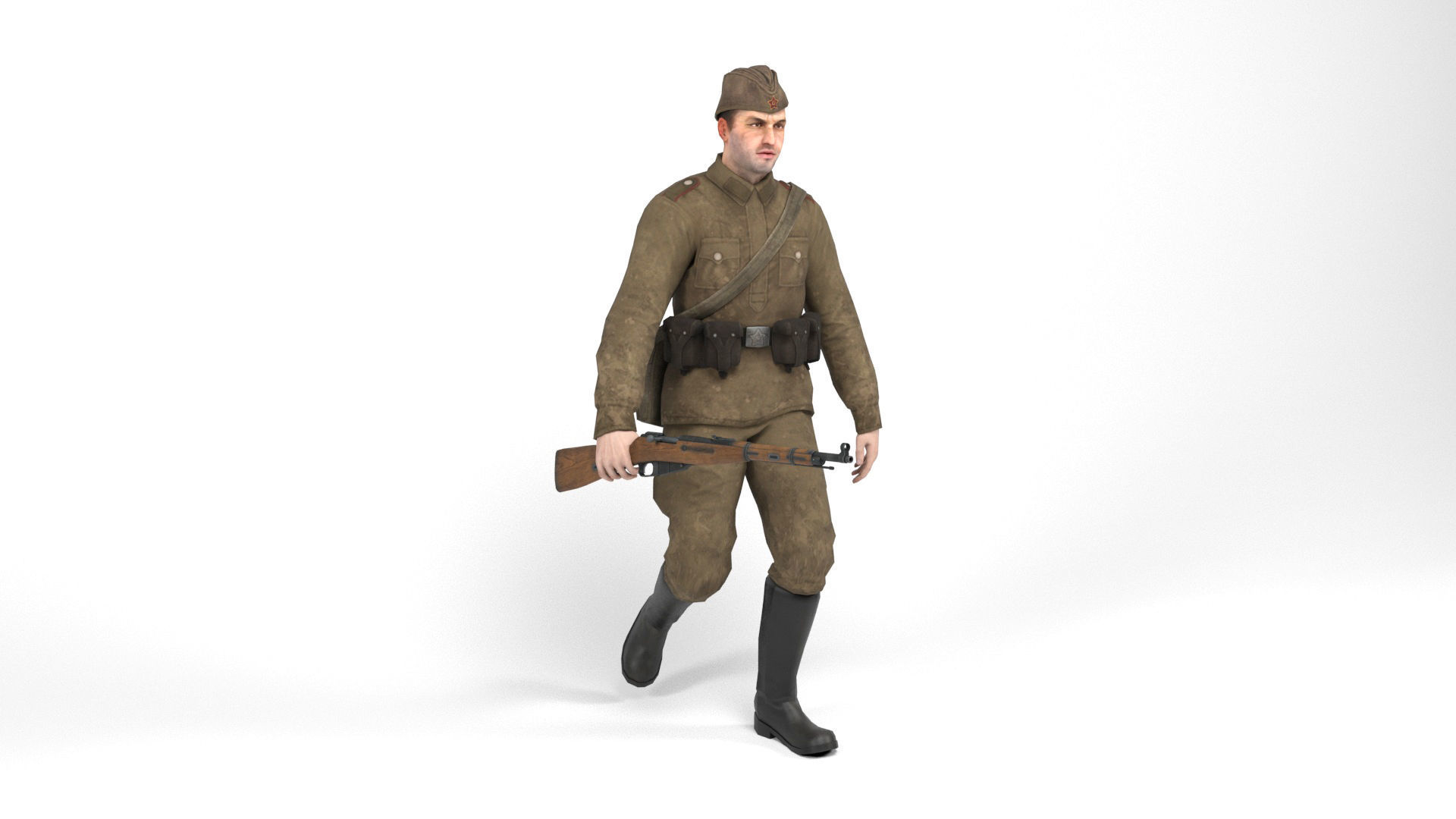 3D model Soviet soldier 2 VR / AR / low-poly rigged animated | CGTrader