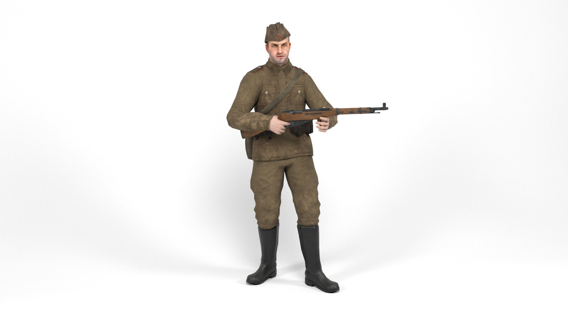 3D model Soviet soldier 2 VR / AR / low-poly rigged animated | CGTrader