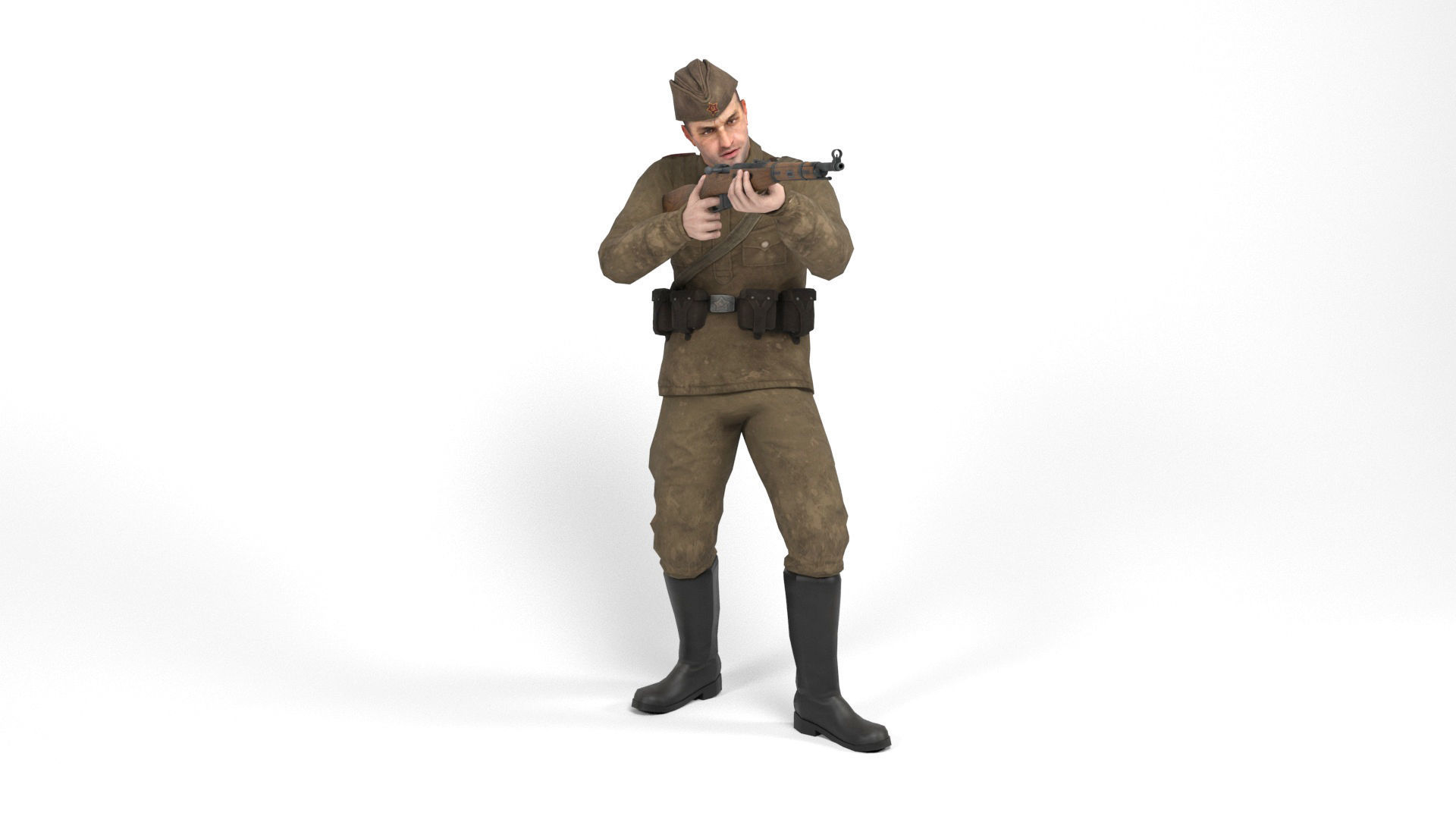 3D model Soviet soldier 2 VR / AR / low-poly rigged animated | CGTrader