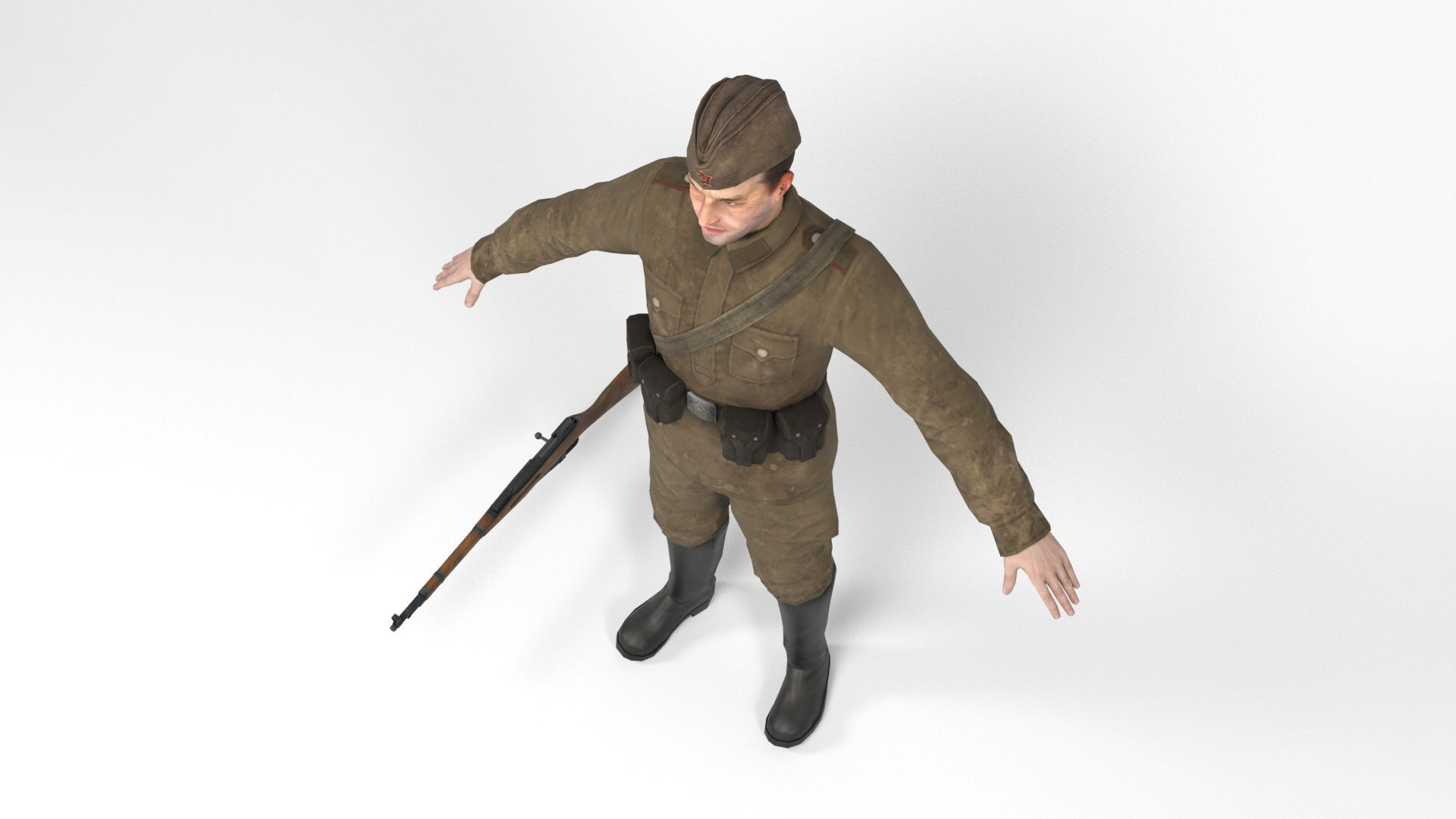 3D model Soviet soldier 2 VR / AR / low-poly rigged animated | CGTrader