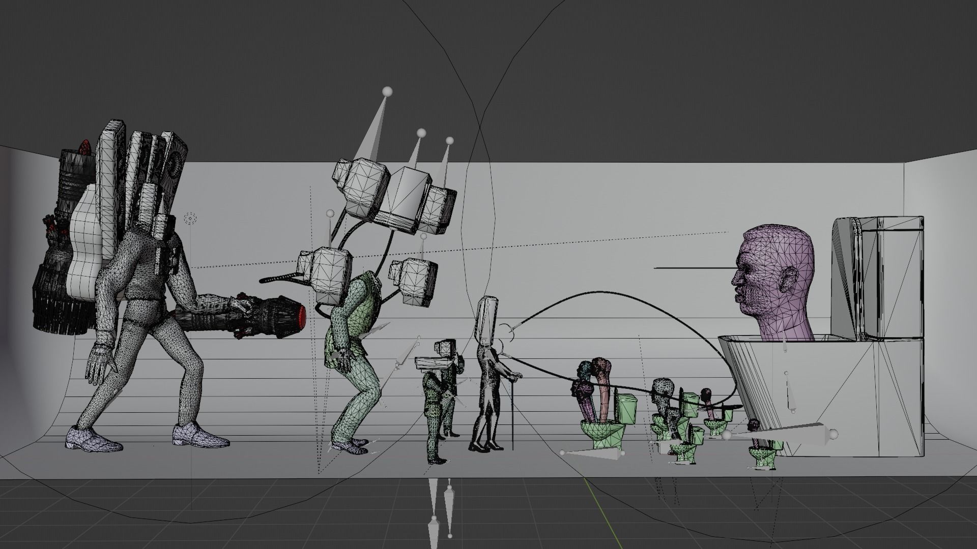 Skibidi toilet characters 3D model rigged | CGTrader