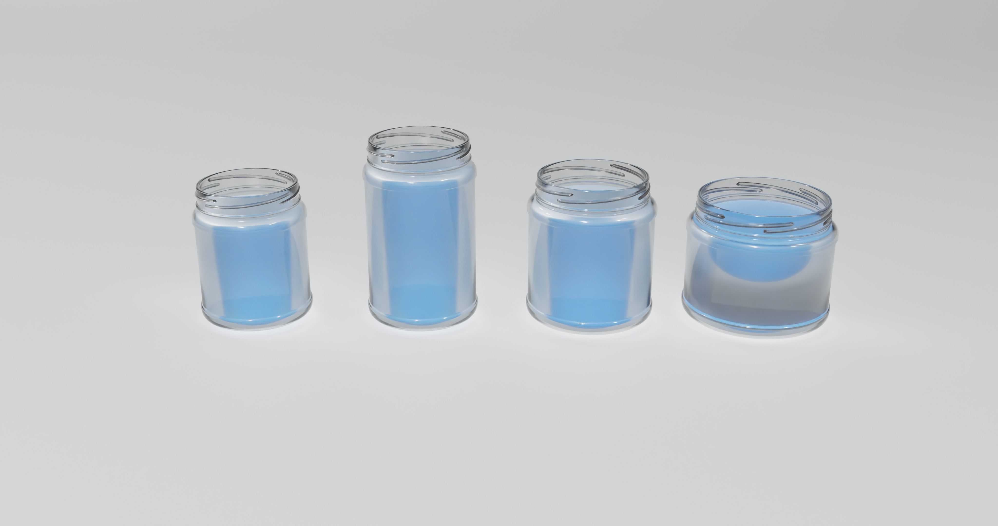 Glass jars 1 to 1 standard ml sizes 3D model | CGTrader
