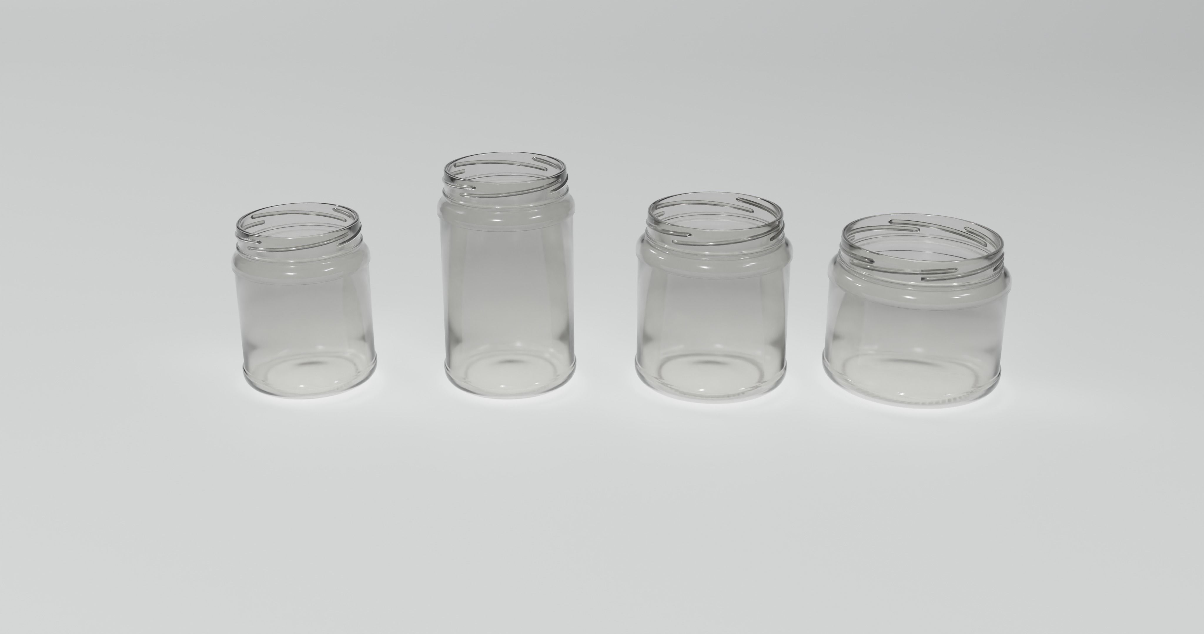 Glass jars 1 to 1 standard ml sizes 3D model | CGTrader