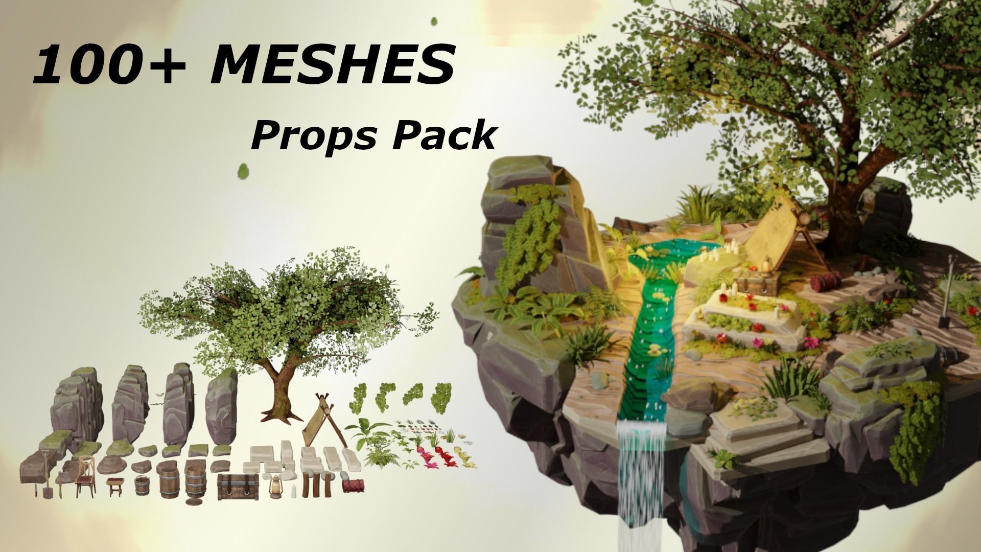 3D model Stylized Props Pack - over 100 QUALITY MESHES VR / AR / low ...