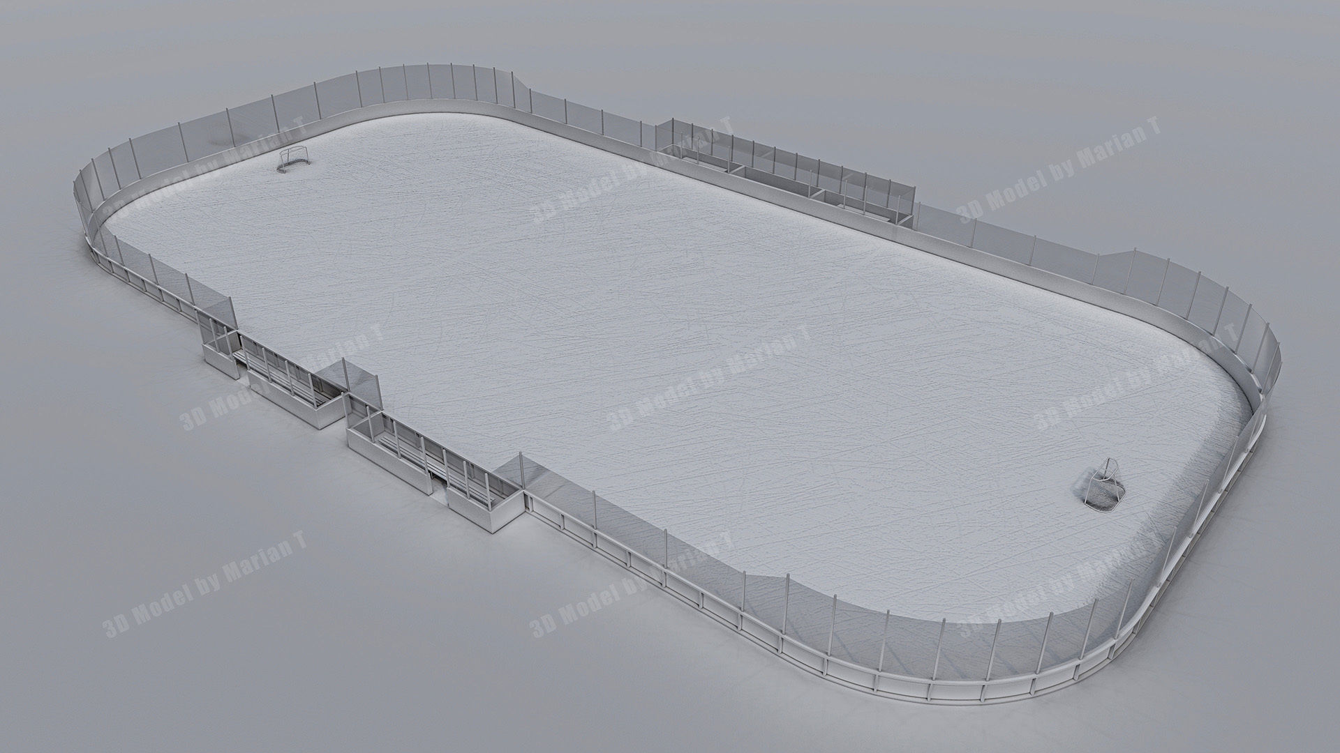 3D model Ice Hockey Rink International Version IIHF VR / AR / low-poly ...