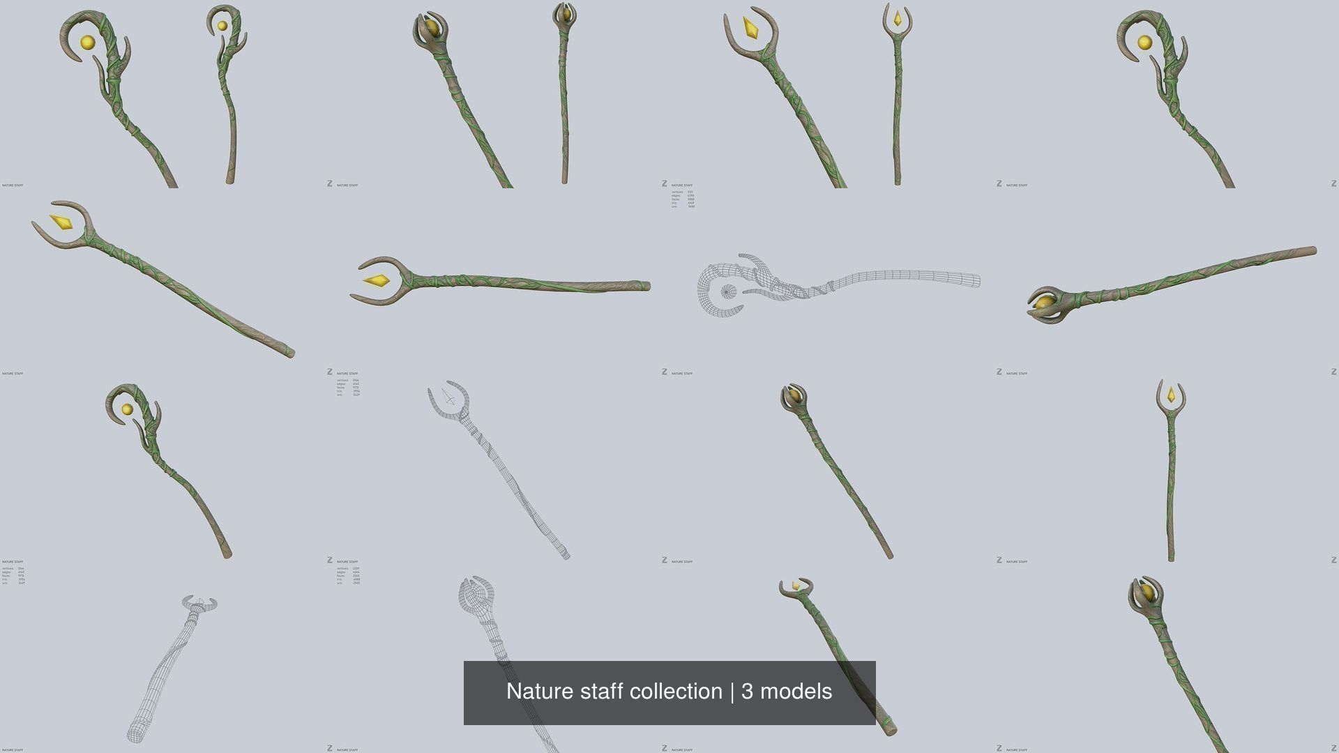 Nature staff collection VR / AR / low-poly | CGTrader
