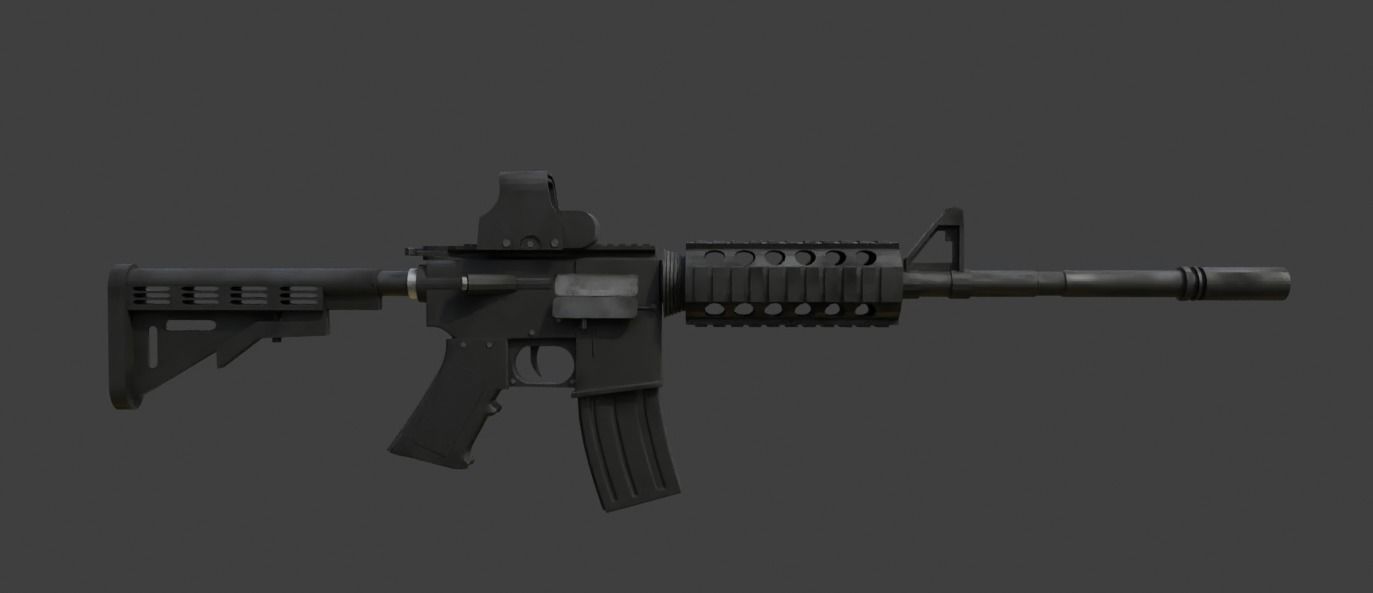 Detailed M4 Carbine Assault Rifle With Holographic Sight 3D model ...