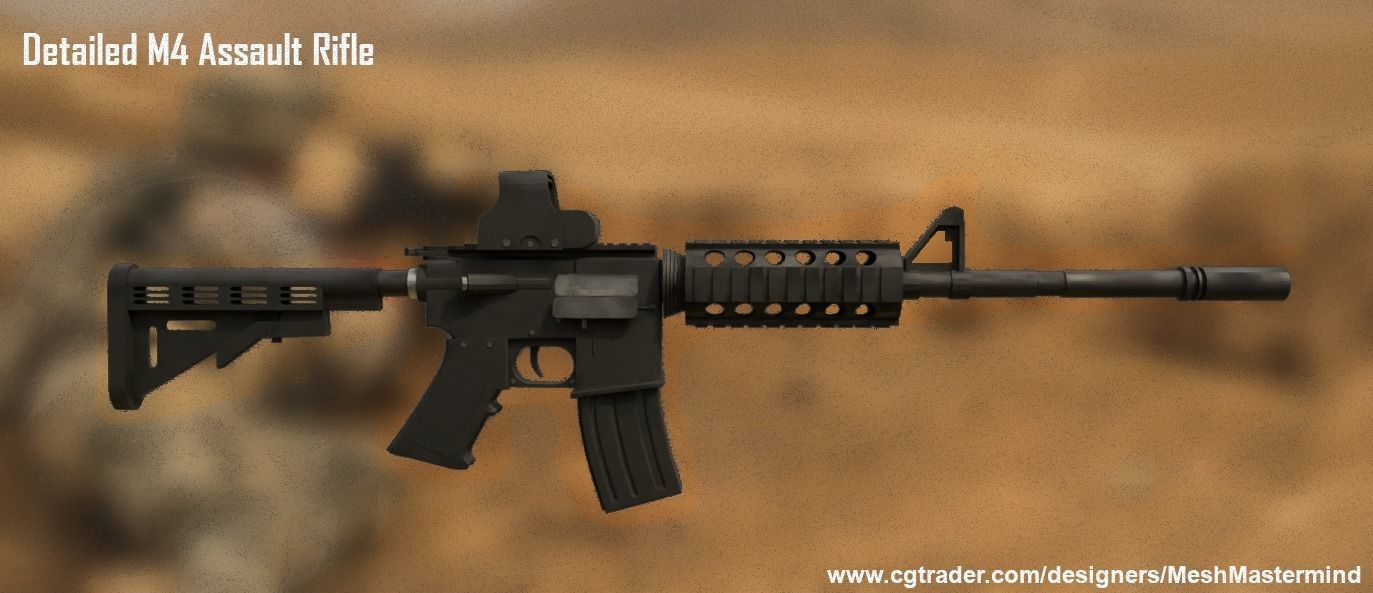 Detailed M4 Carbine Assault Rifle With Holographic Sight 3D model ...