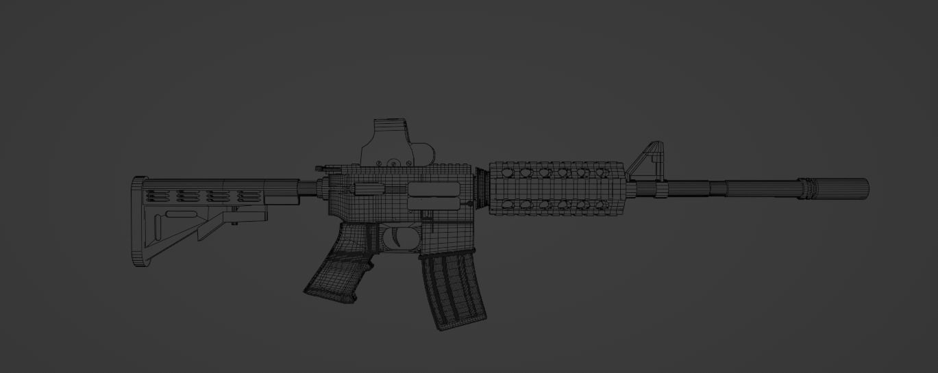 Detailed M4 Carbine Assault Rifle With Holographic Sight 3D model ...