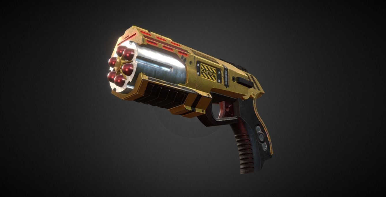 3D model gun six bullets VR / AR / low-poly | CGTrader