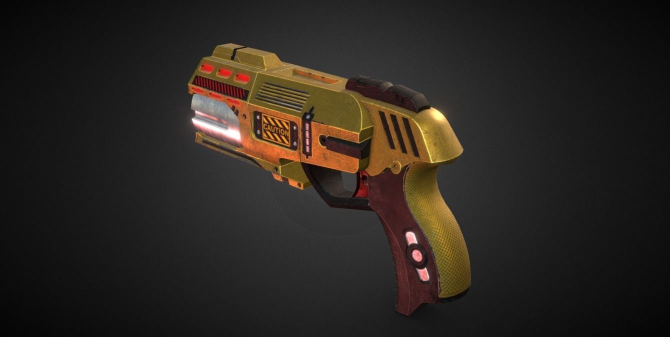 3D model gun six bullets VR / AR / low-poly | CGTrader