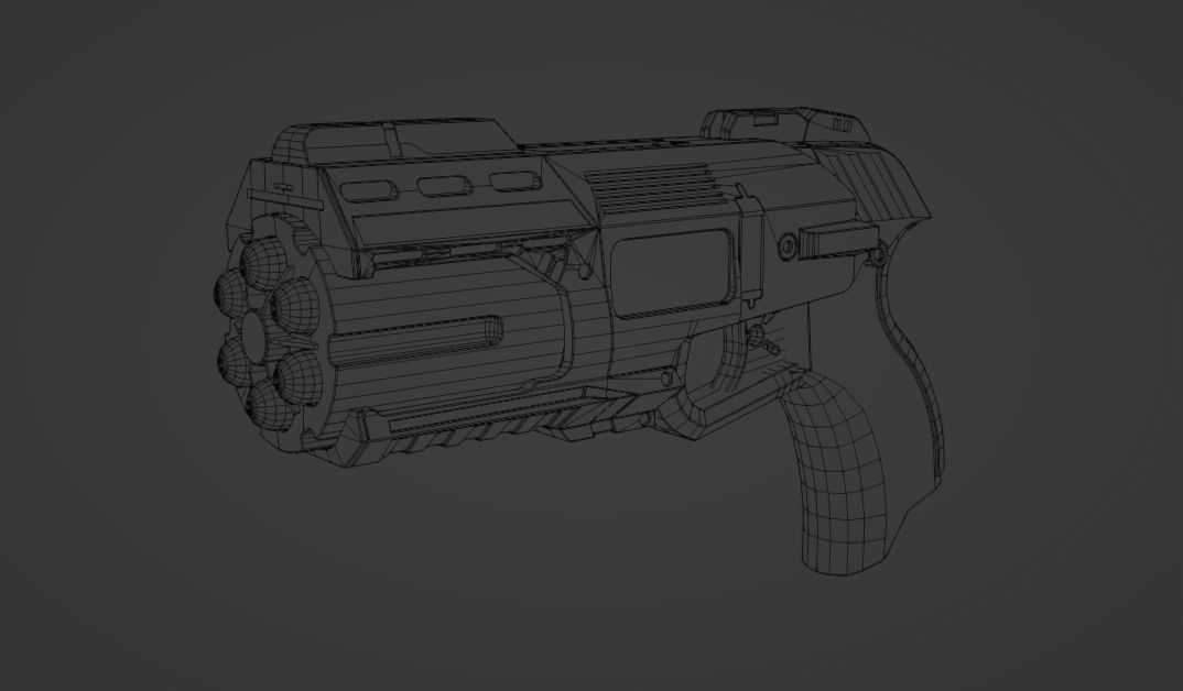 3D model gun six bullets VR / AR / low-poly | CGTrader