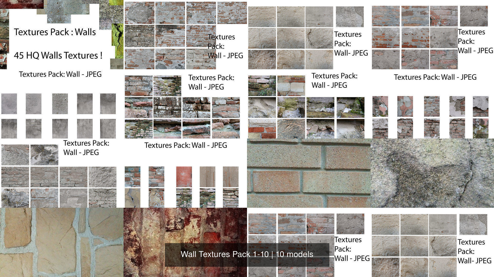 Wall Textures Pack 1-10 3D Model Collection | CGTrader