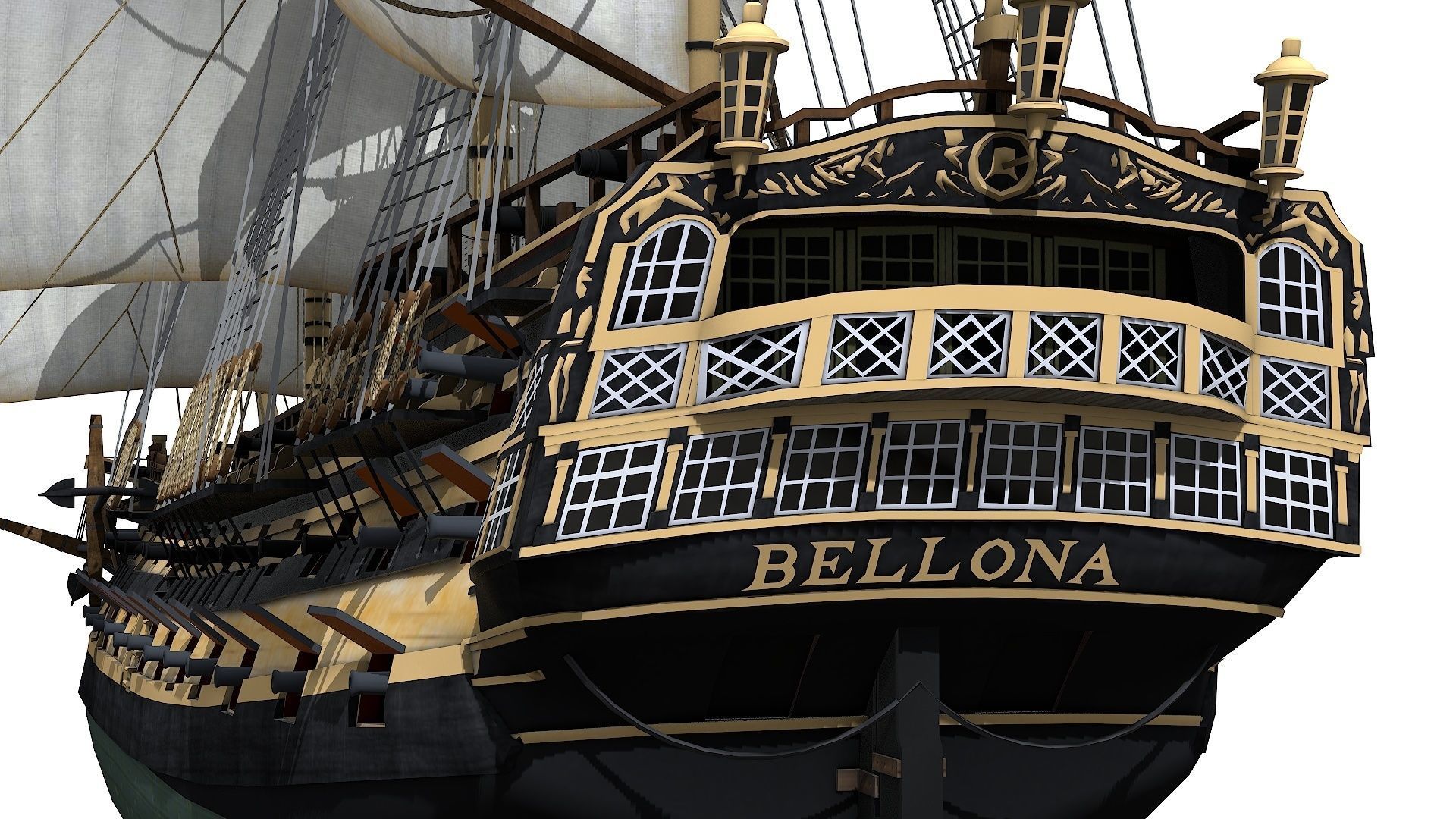3D model HMS Bellona 1760 3rd Rate VR / AR / low-poly | CGTrader