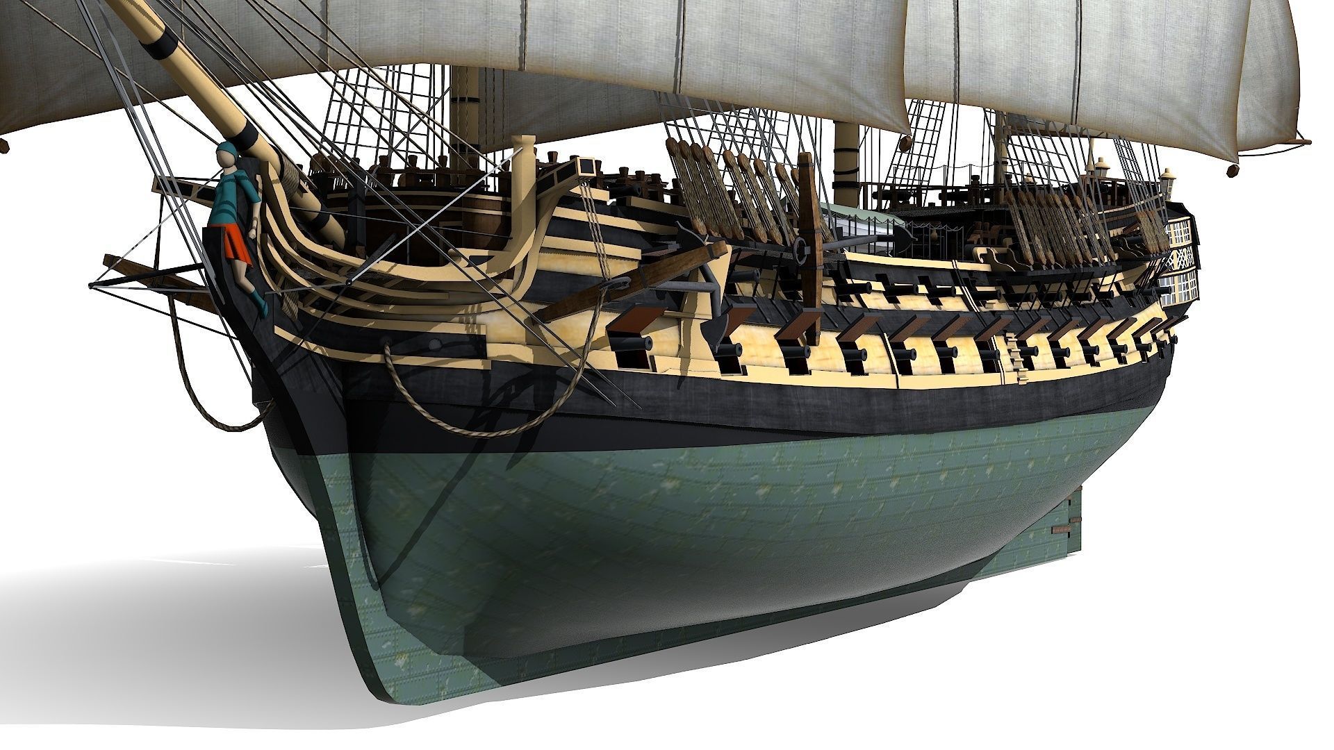 3D model HMS Bellona 1760 3rd Rate VR / AR / low-poly | CGTrader