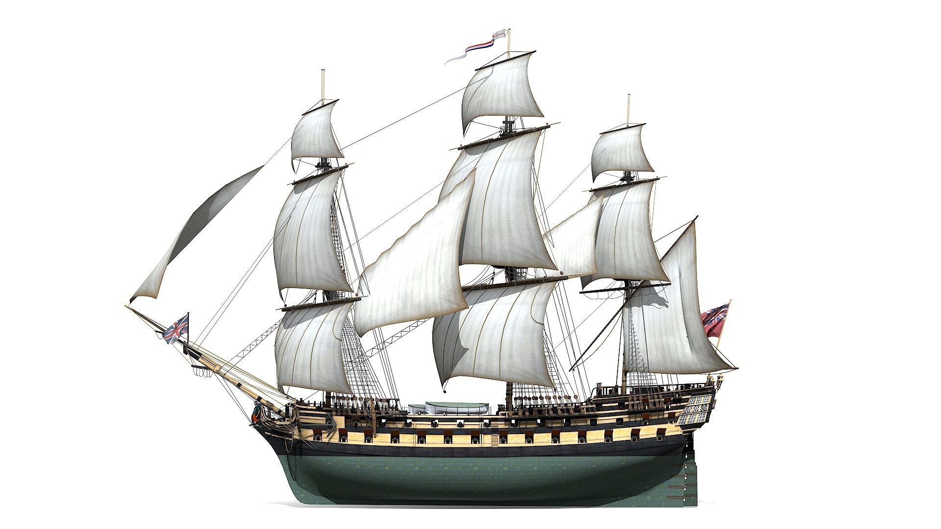 3D model HMS Bellona 1760 3rd Rate VR / AR / low-poly | CGTrader