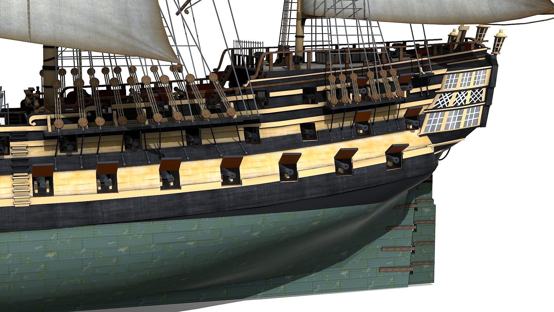 3D model HMS Bellona 1760 3rd Rate VR / AR / low-poly | CGTrader