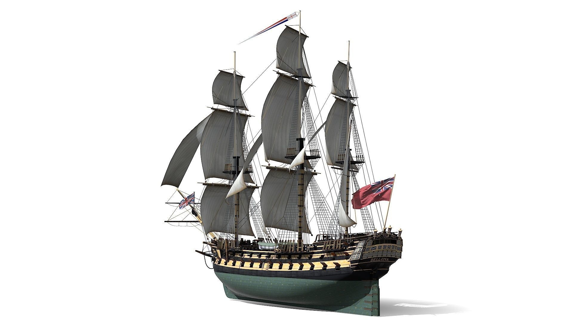 3D model HMS Bellona 1760 3rd Rate VR / AR / low-poly | CGTrader