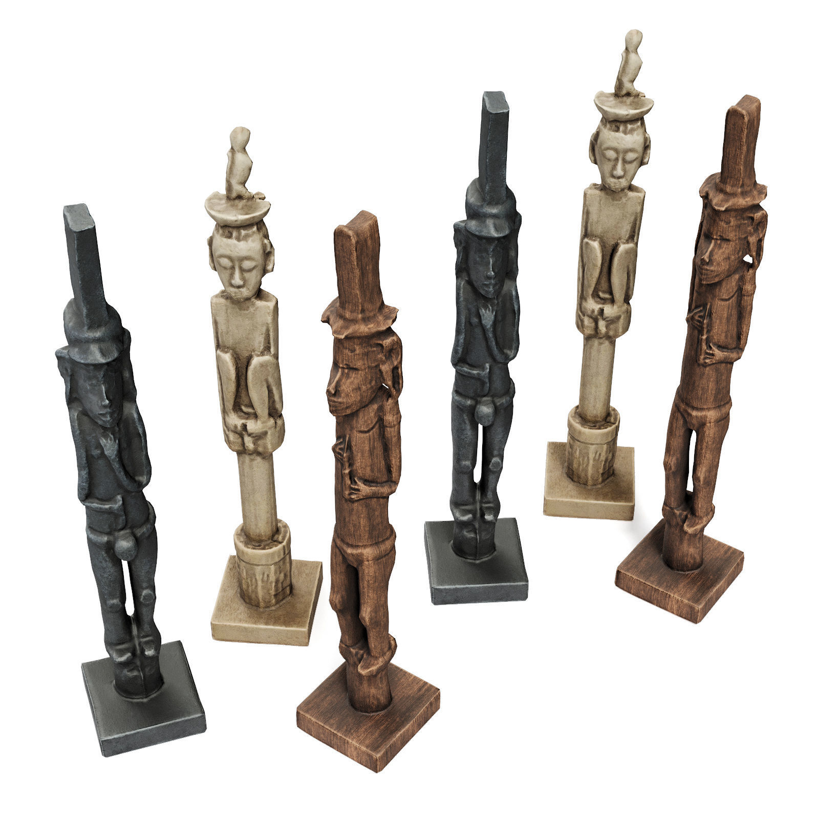 3D model African totems sculpture VR / AR / low-poly | CGTrader
