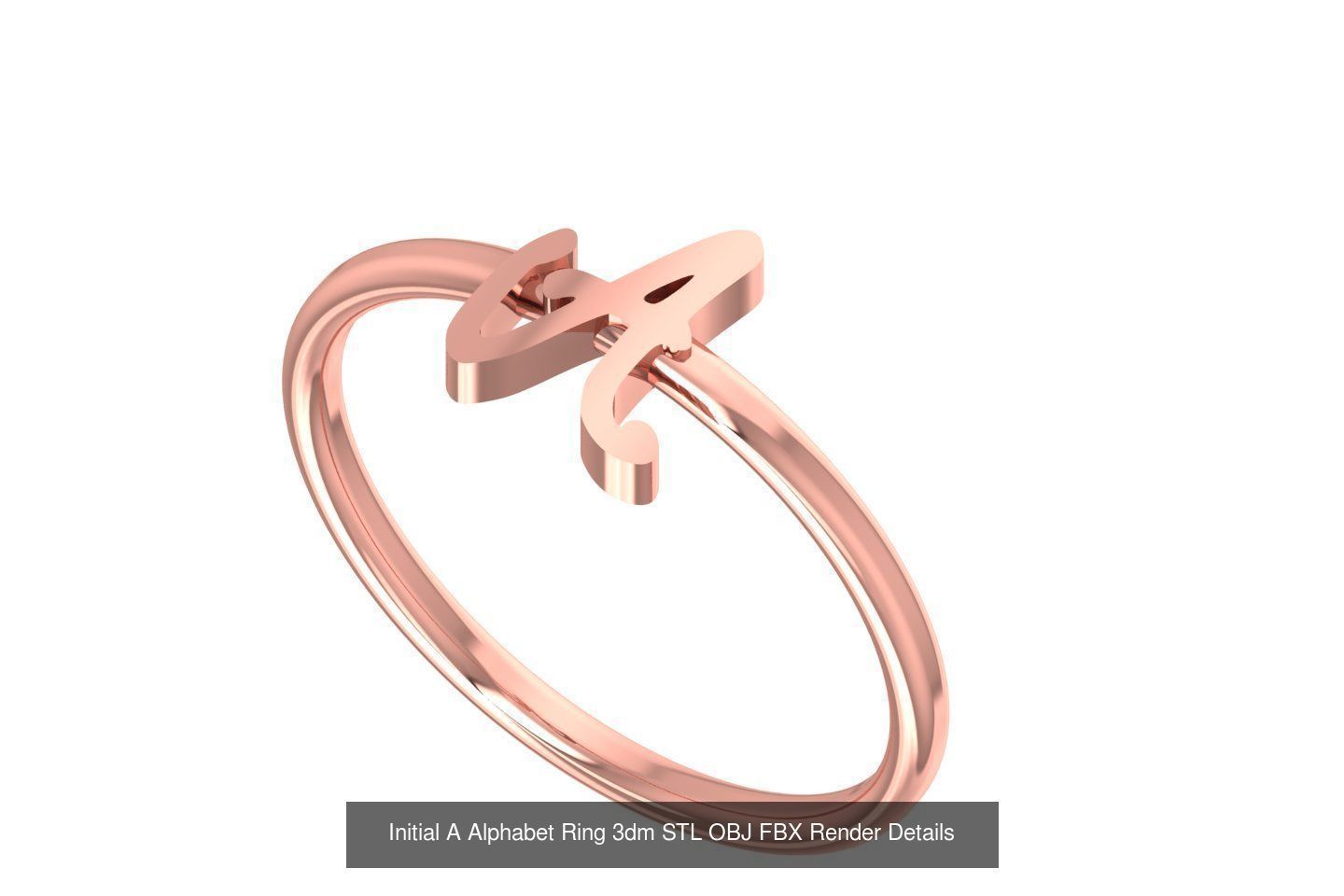 Initial A to Z Alphabet Ring 3dm STL OBJ FBX Details Collection | CGTrader