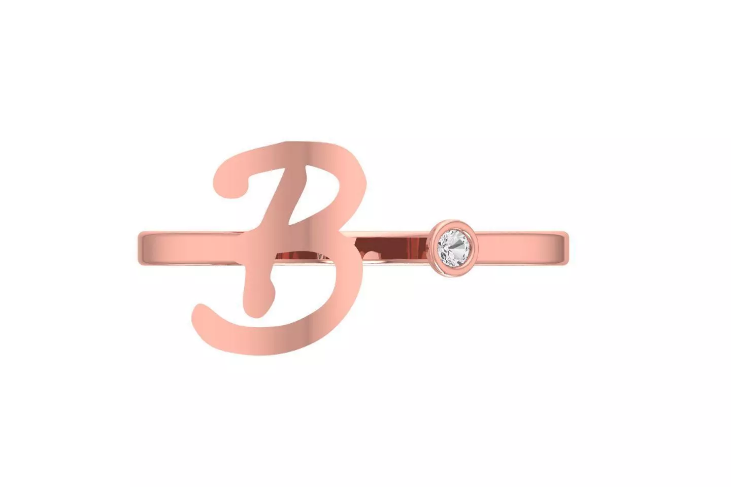 Open End B Alphabet Ring 3dm STL OBJ FBX Render Details 3D model 3D ...