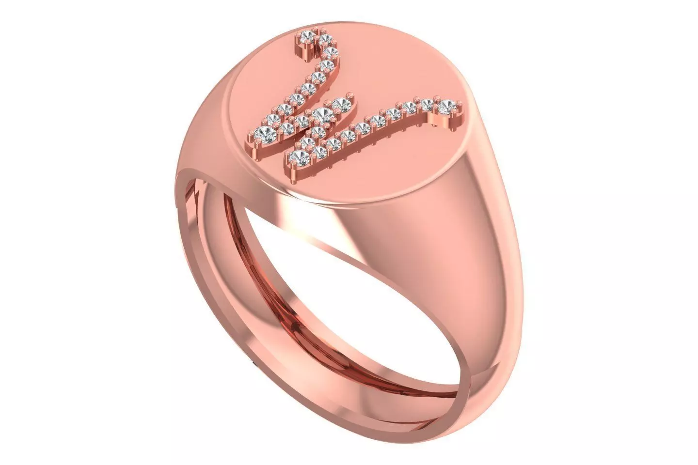 W Alphabet Men Signet Ring 3dm STL OBJ FBX Render Details 3D model 3D ...