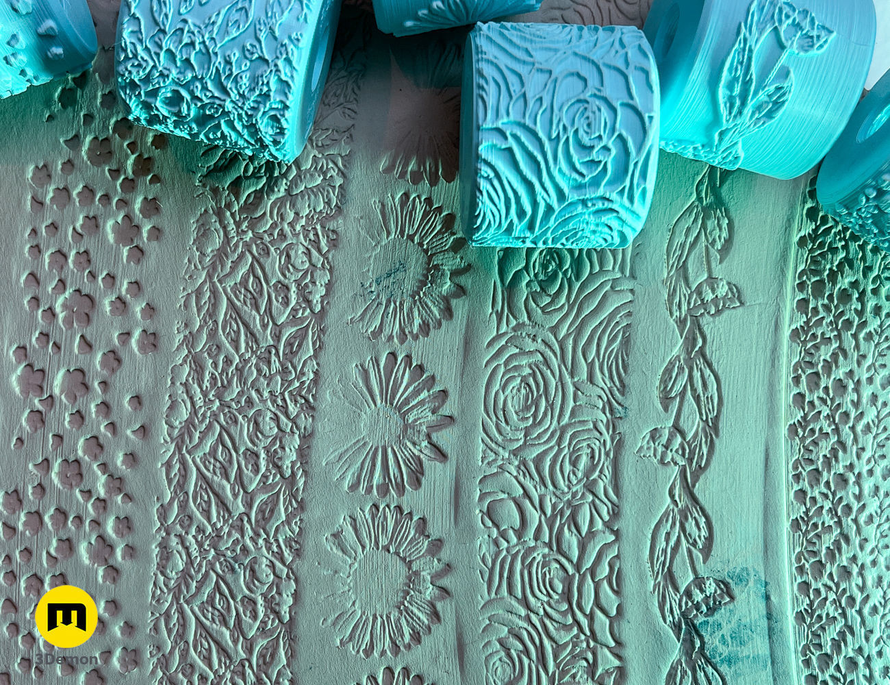 Texture Rollers Floral Patterns 3D model 3D printable | CGTrader