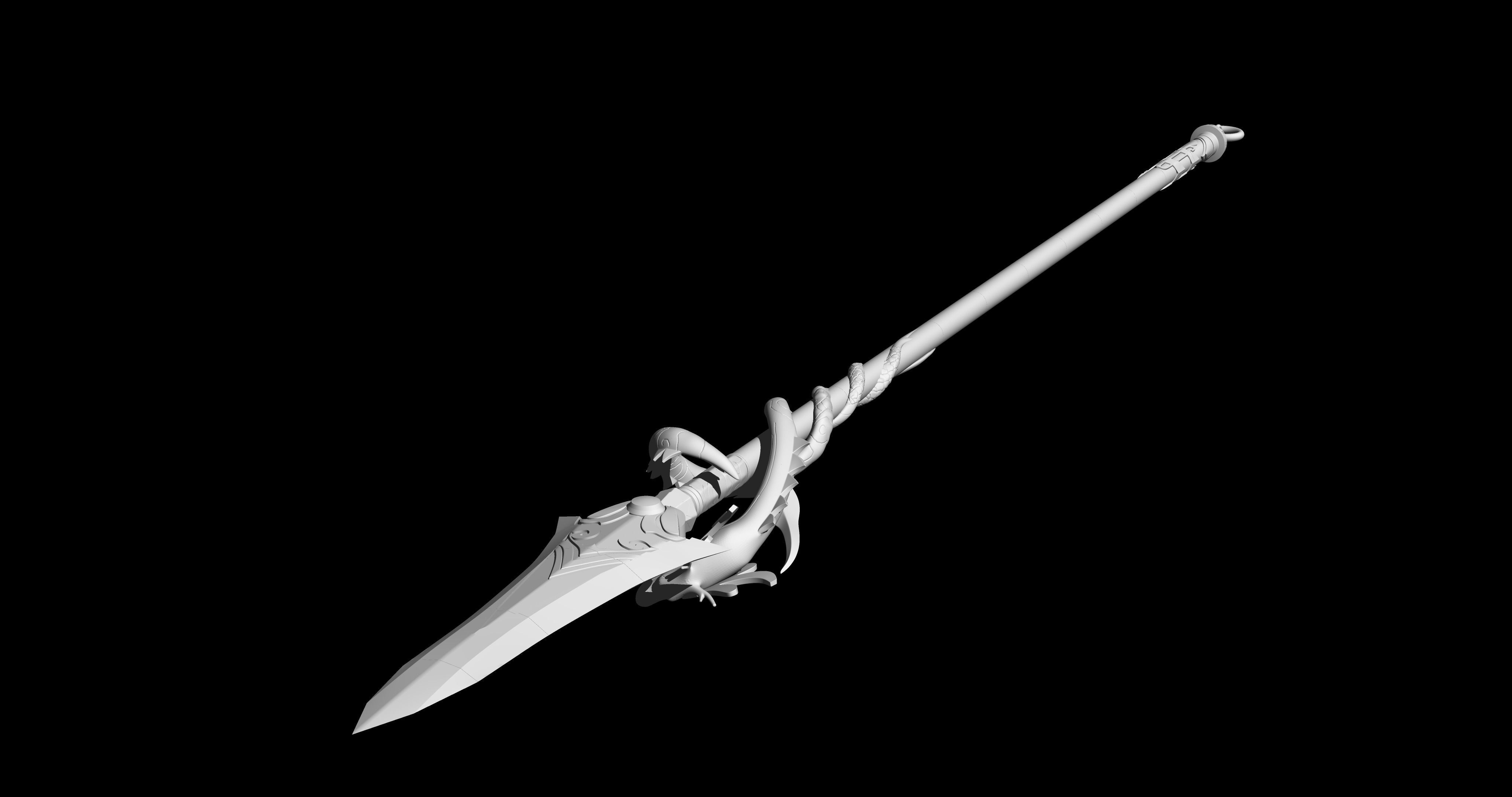 genshin impact Dragon Bane lance 3D model 3D printable | CGTrader
