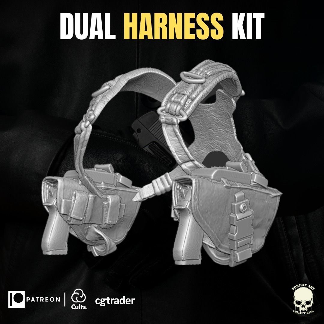 Harness Dual Holster Kit 3D printable file for Action Figures 3D model ...