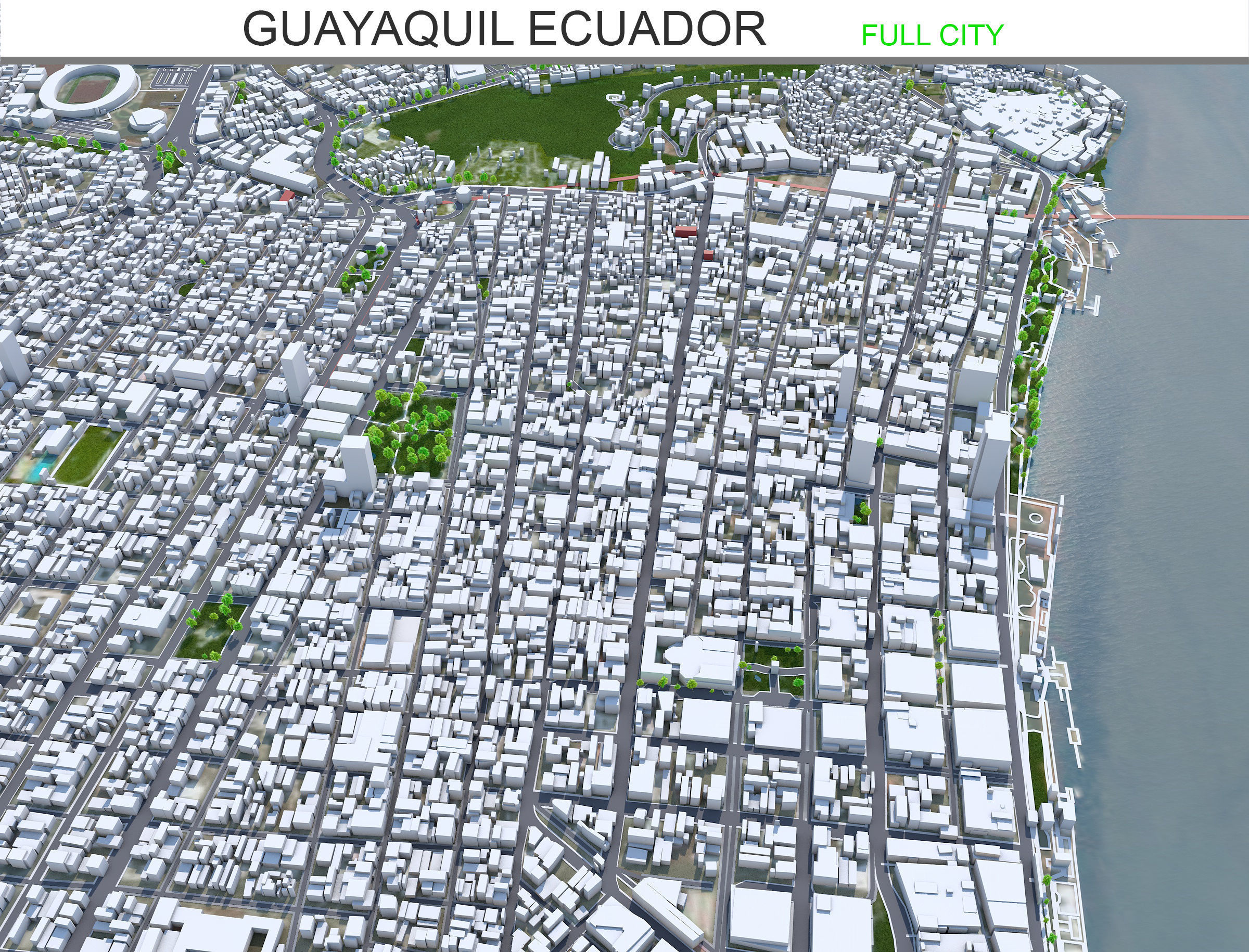3D model Guayaquil Ecuador 40km VR / AR / low-poly | CGTrader
