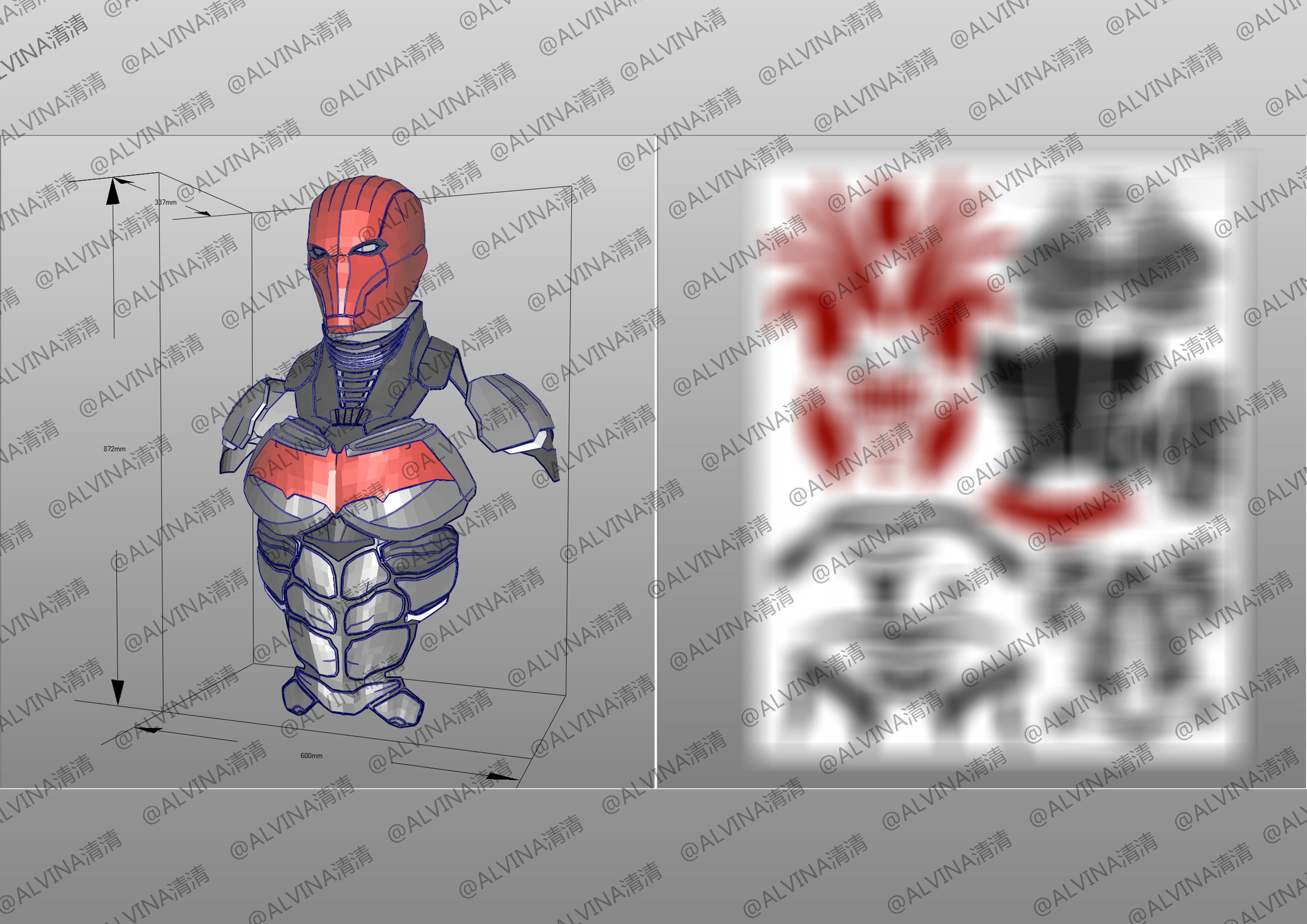 3D model Red Hood Robin Jason Todd Cosplay Pepakura Foam Full VR / AR ...