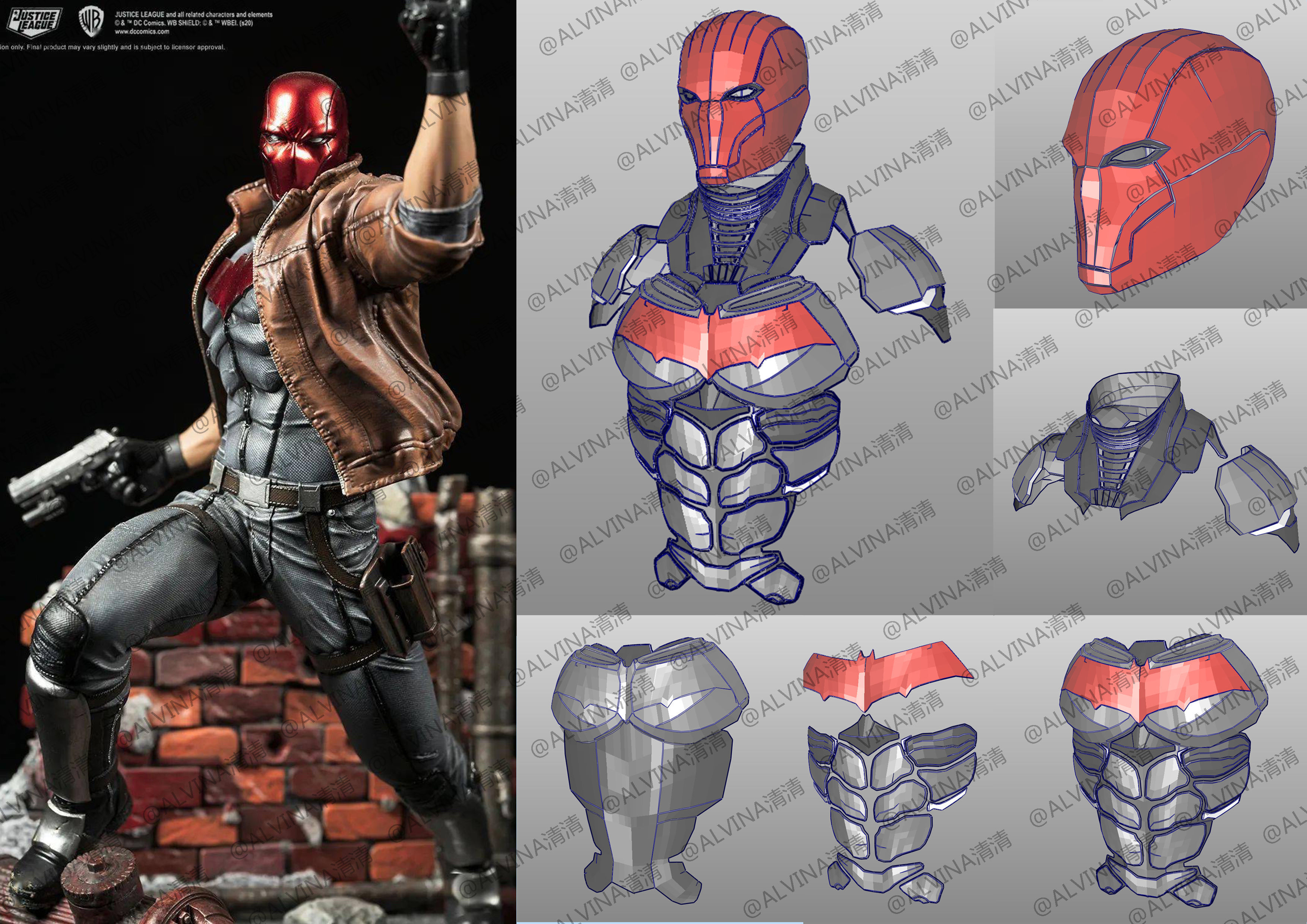 3D model Red Hood Robin Jason Todd Cosplay Pepakura Foam Full VR / AR ...