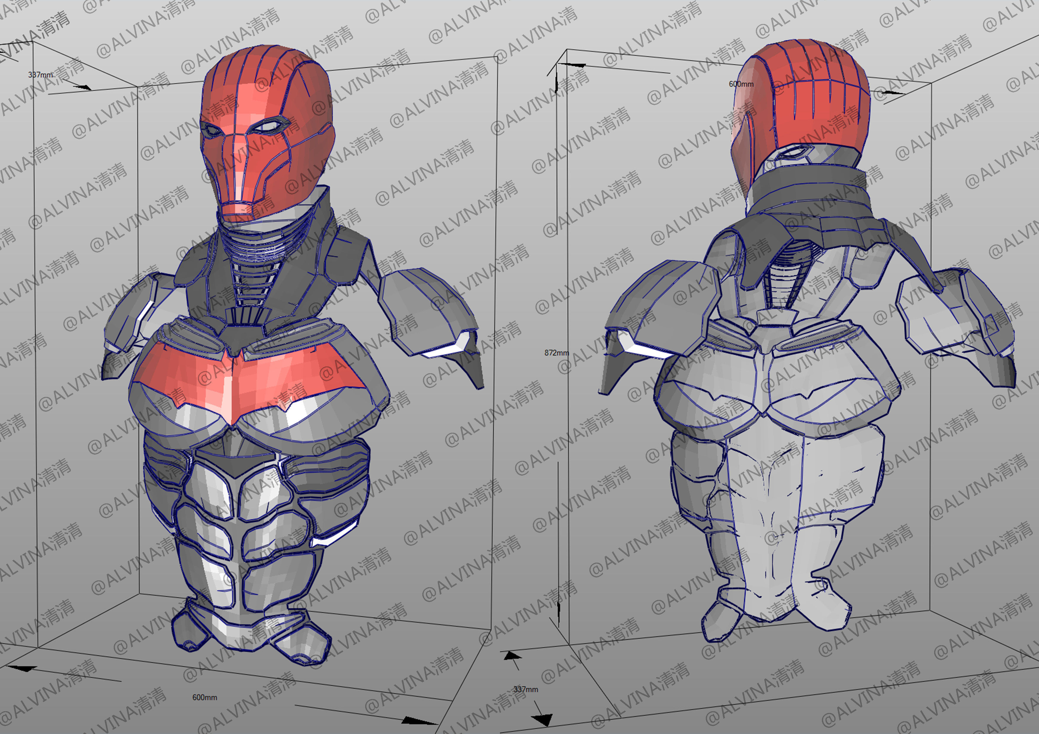 3D model Red Hood Robin Jason Todd Cosplay Pepakura Foam Full VR / AR ...