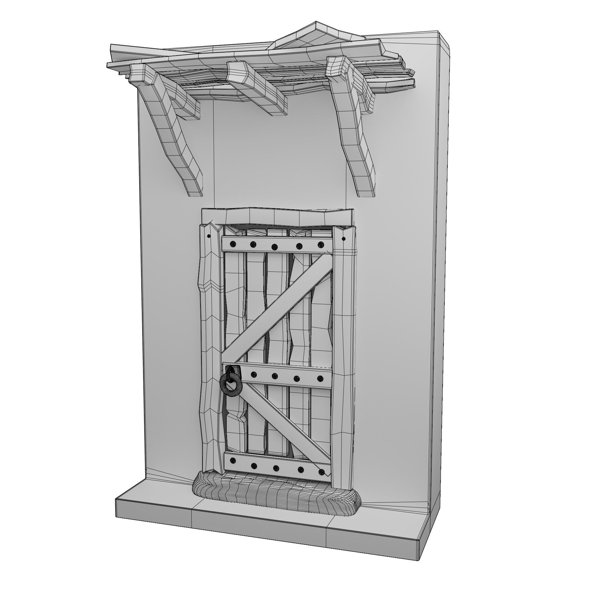 3D model Rustic Wood Door Low-Poly VR / AR / low-poly | CGTrader