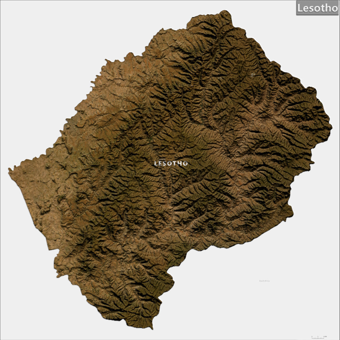 Lesotho Terrain Topography Elevation DEM Geography Landscape 3D model ...