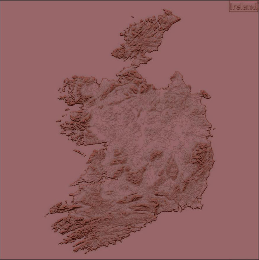Ireland Terrain Topography Elevation DEM Geography Landscape 3D model ...