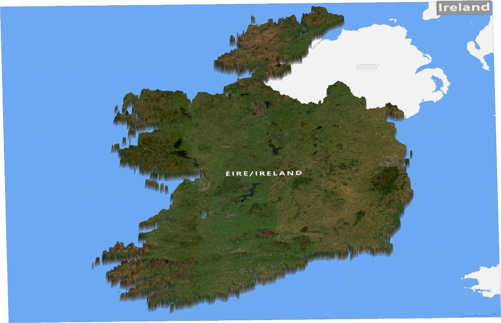 Ireland Terrain Topography Elevation DEM Geography Landscape 3D model ...